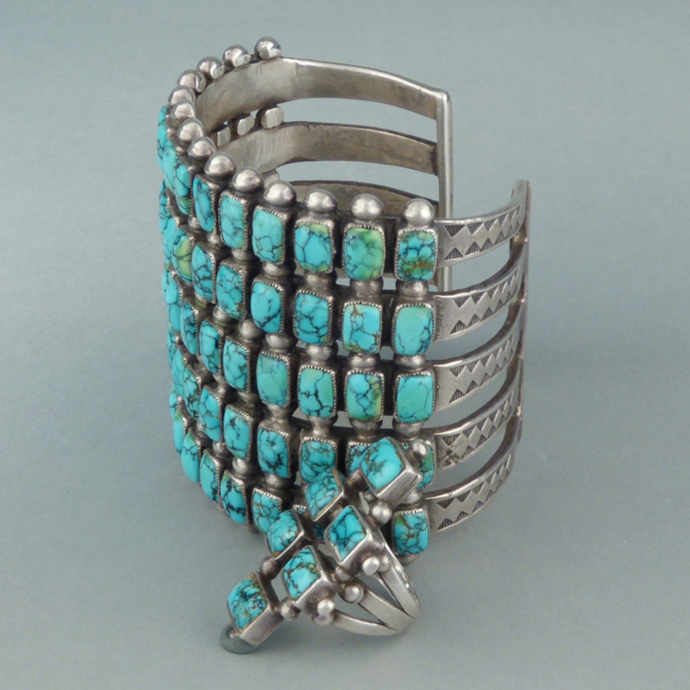 Large Zuni Cuff and Ring Set with No. 8 Turquoise, c.1950 | Shiprock ...