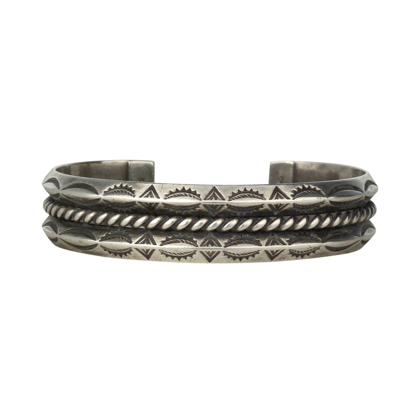 Navajo Stamped Silver Double Triangle Wire Bracelet, c.1950 | Shiprock ...