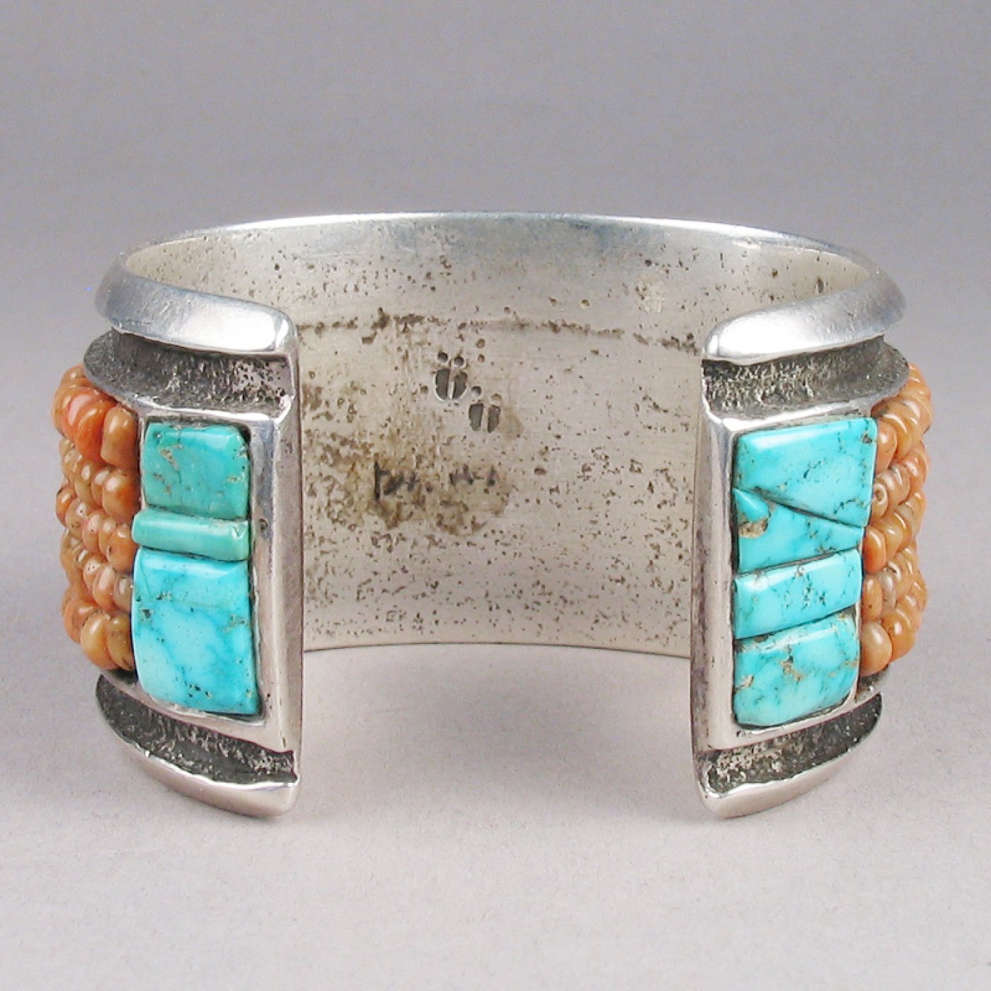 Tufa Cast Bracelet with Spiny Oyster Rows, c.1980 | Shiprock Santa Fe