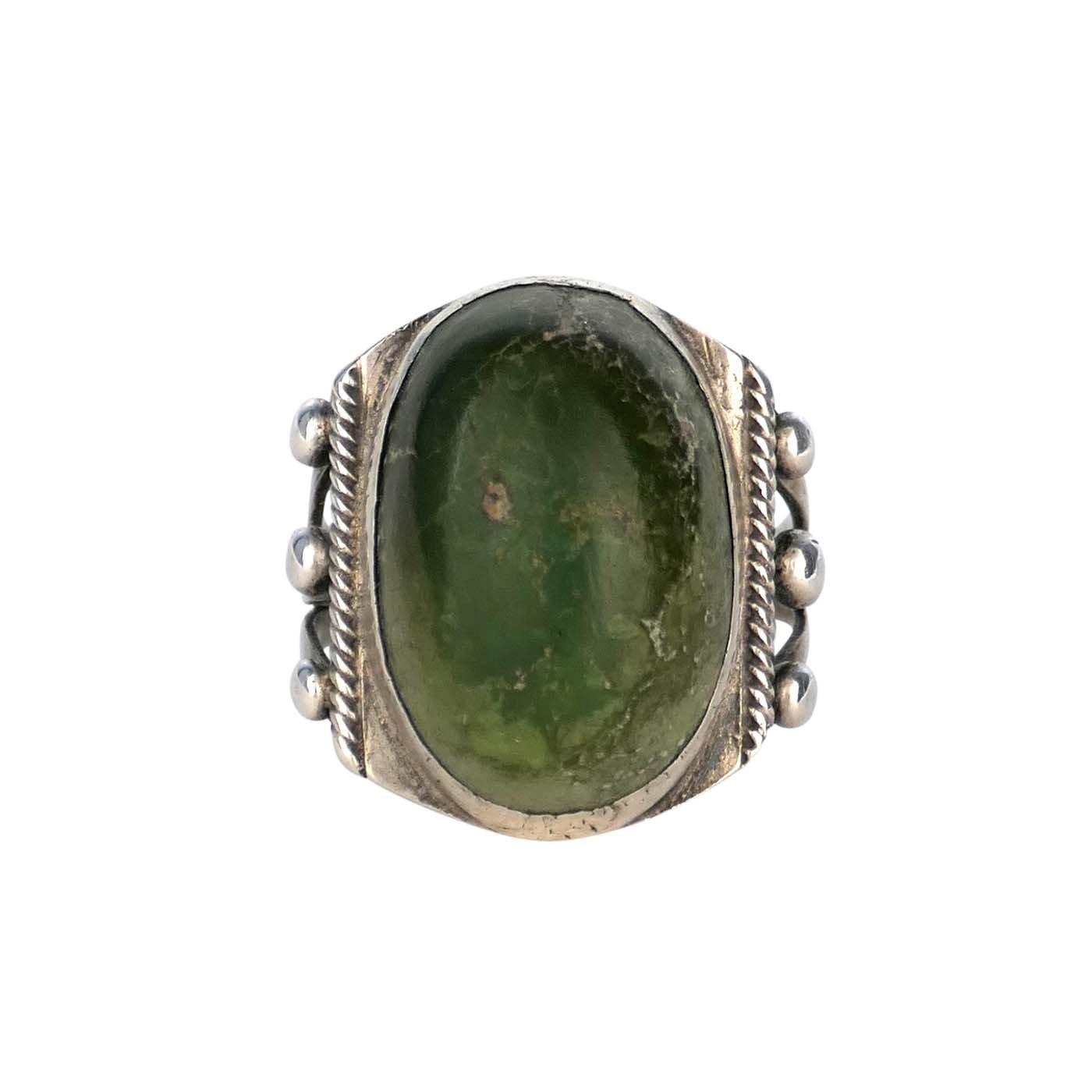 Navajo Silver Split Shank Ring with Turquoise Cabochon, c.1920 ...