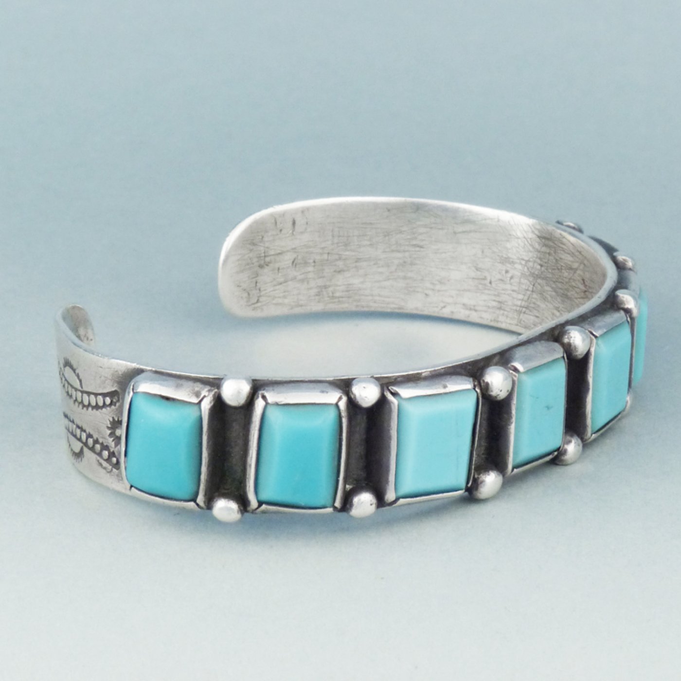 Navajo Silver and Hubbell Glass Row Bracelet, c.1920 | Shiprock Santa Fe