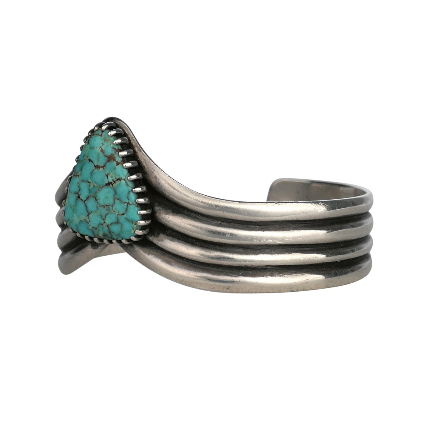 Kenneth Begay, Navajo Silver Bracelet with #8 Turquoise Cabochon ...