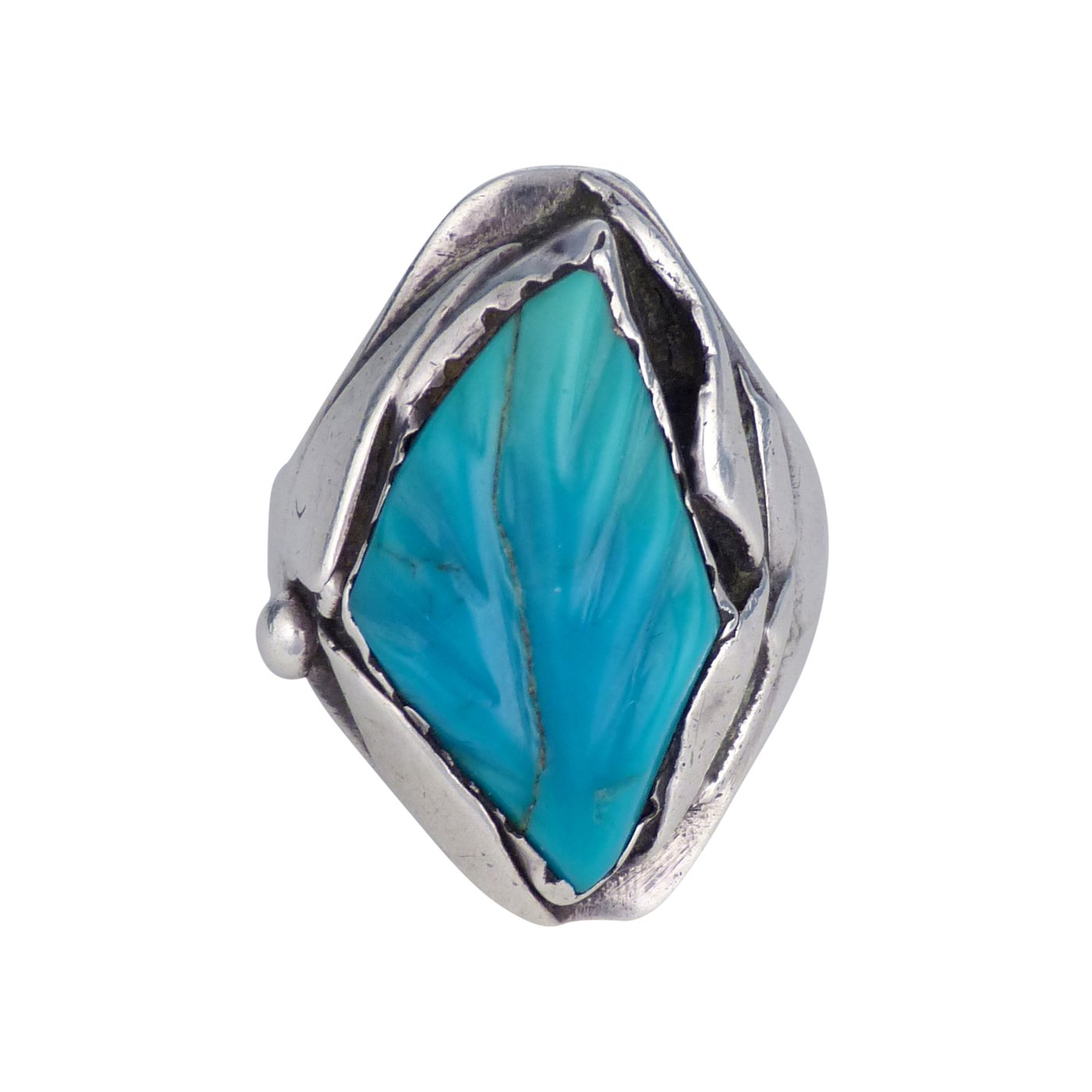 Dan Simplicio, Zuni Silver Ring with Carved Turquoise Leaf, c.1950 ...