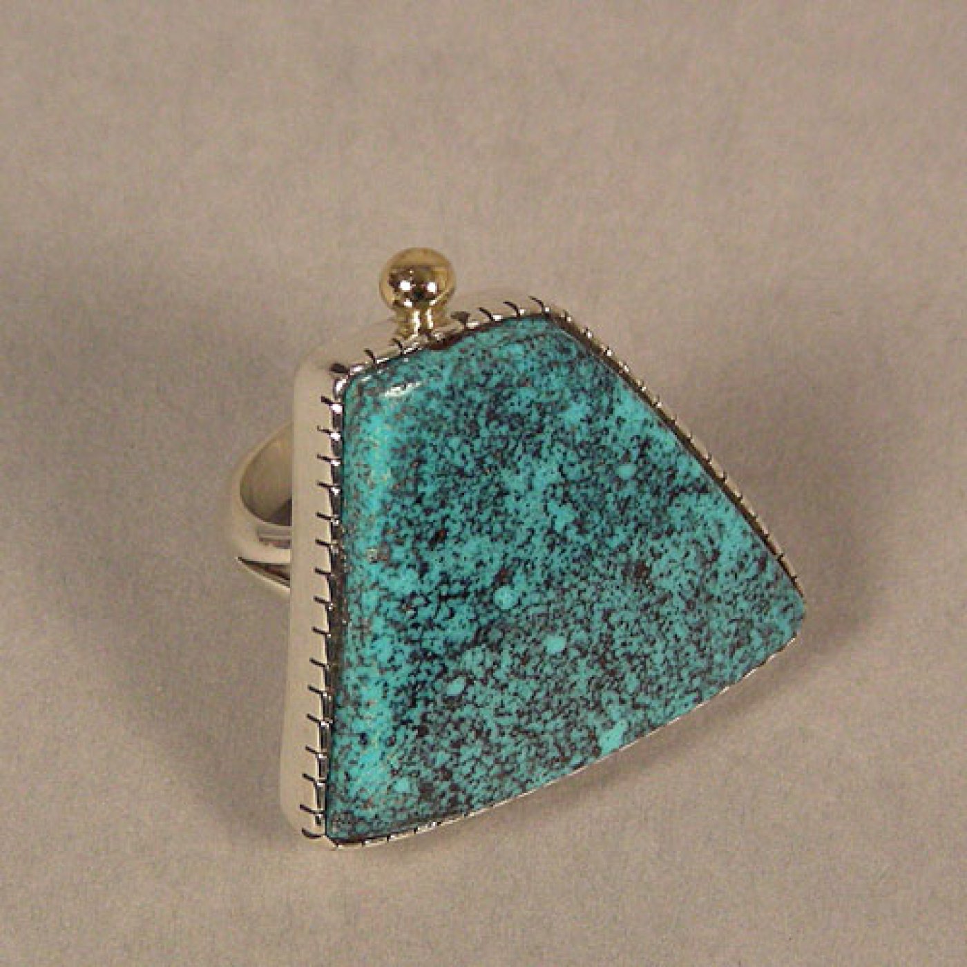 Gold Canyon Turquoise and 18k Gold Ring | Shiprock Santa Fe