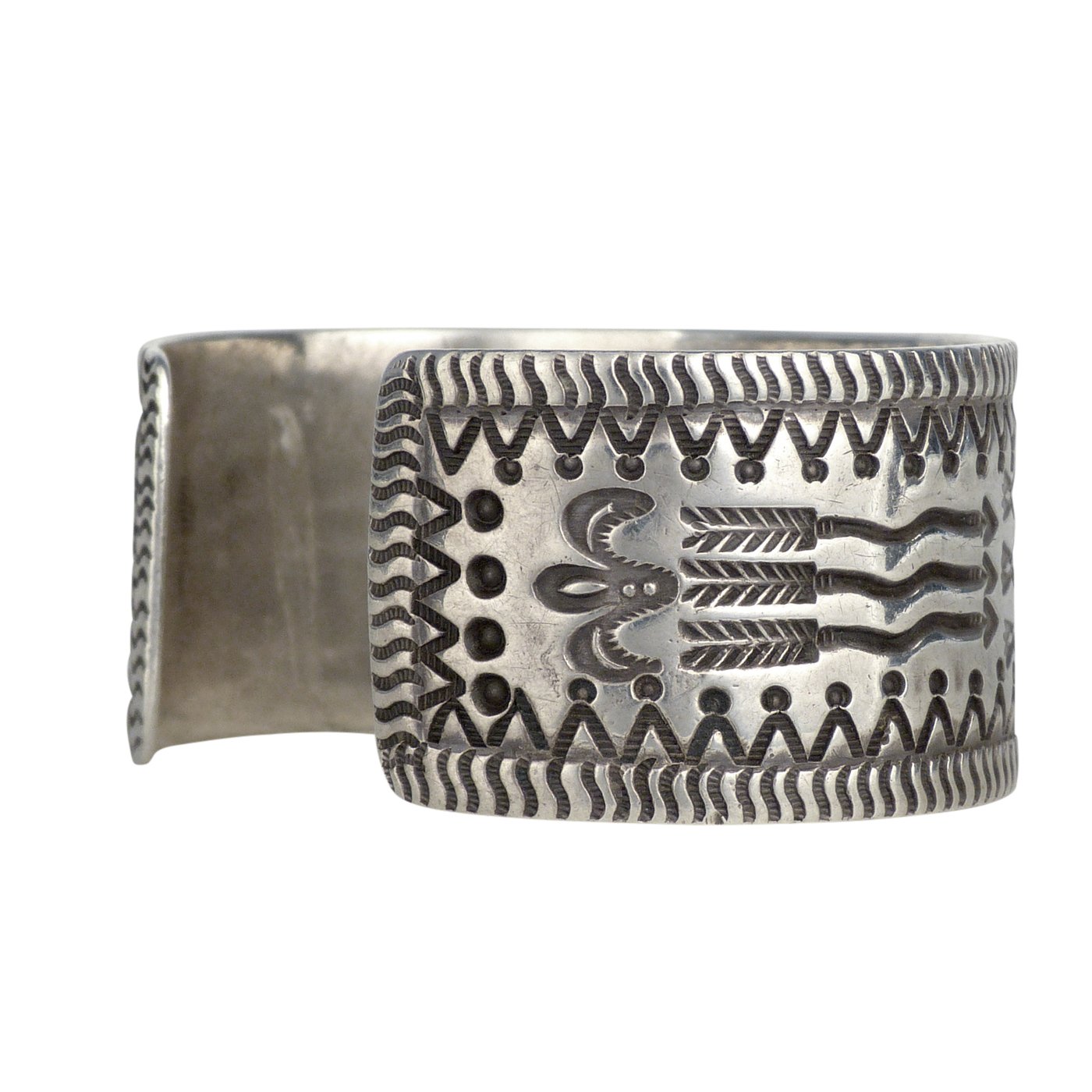 Navajo Stamped Silver Cuff, c.1940 | Shiprock Santa Fe