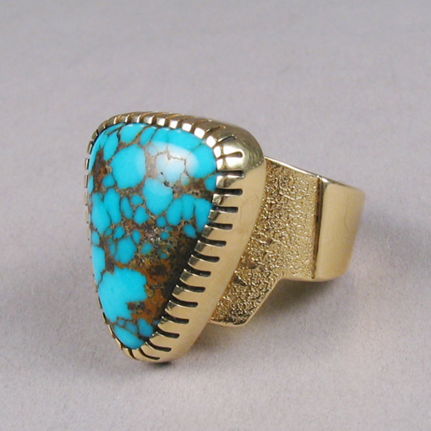 Tufa Cast 18K Gold Ring with Turquoise Stone | Shiprock Santa Fe