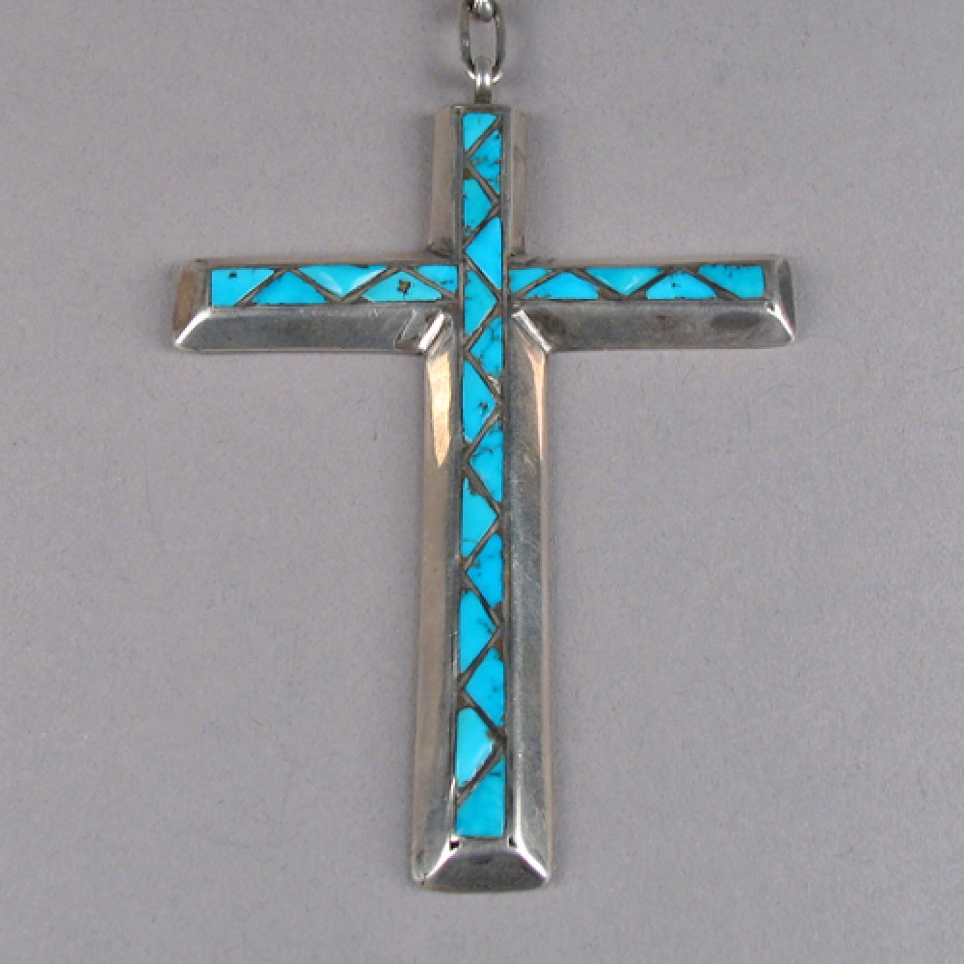 Vintage Inlay Cross Pendant with Chain, c. 1950 | Shiprock Santa Fe