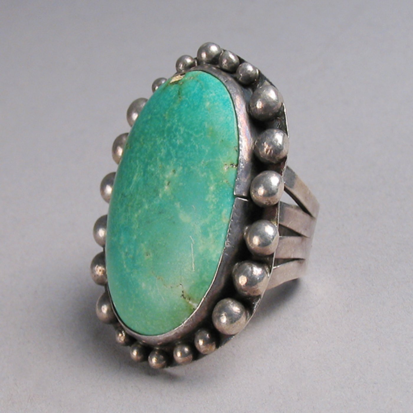 Vintage Ring with Large Oval Turquoise Stone | Shiprock Santa Fe