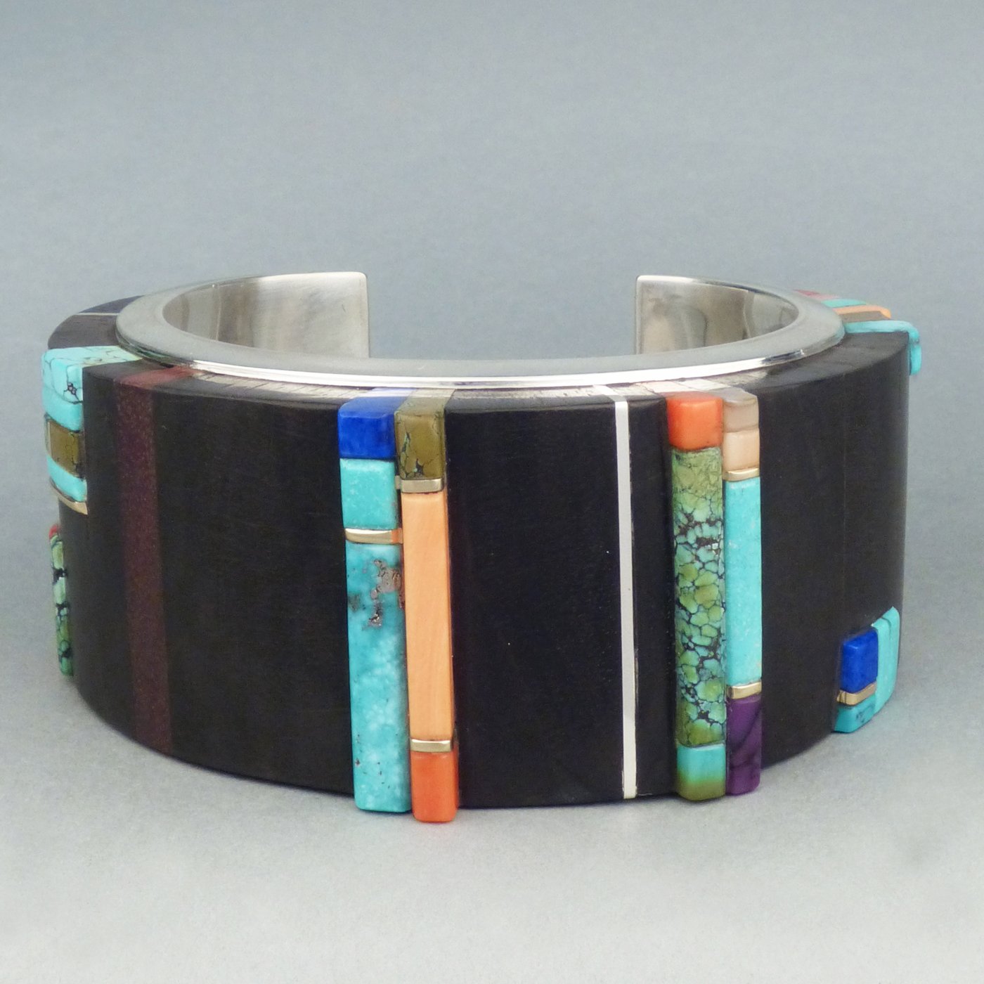 Hopi Silver Height Inlay Cuff by Sonwai | Shiprock Santa Fe