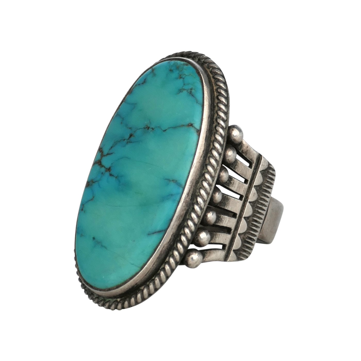 Edison Smith, Navajo Silver Ring with Turquoise Cabochon | Shiprock ...