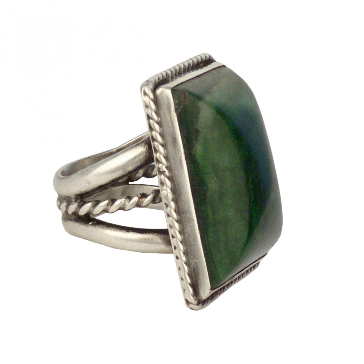 Navajo Silver Split Shank Ring with Chrysocolla Cabochon, c.1940 ...