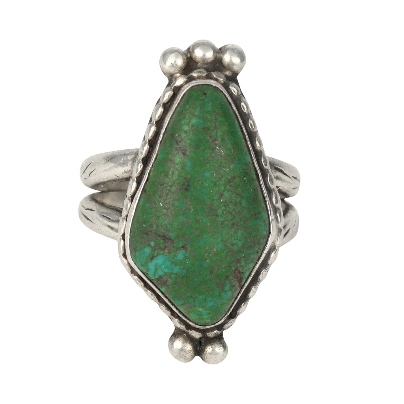 Navajo Silver Split Shank Ring with Turquoise Cabochon, c.1950 ...