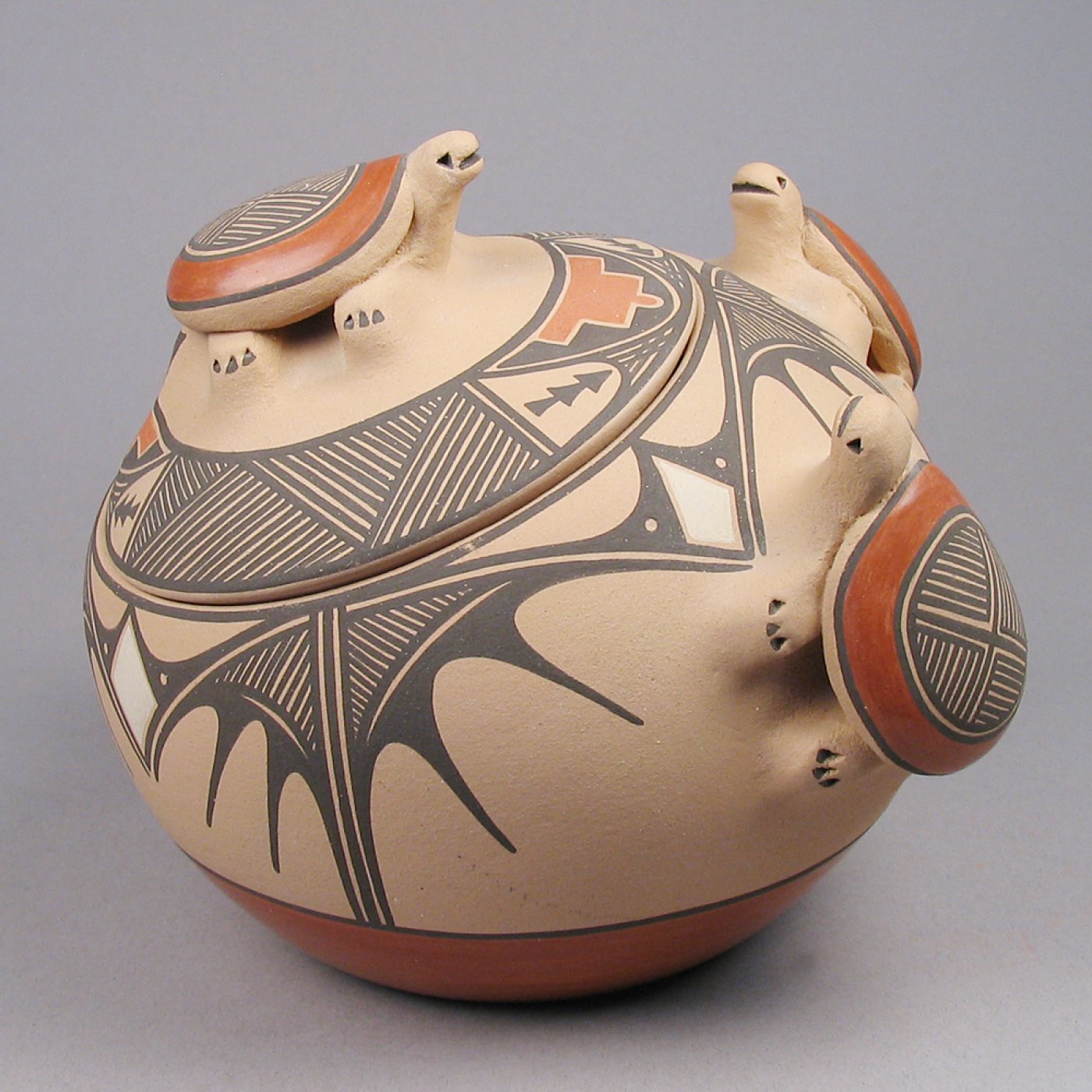 Polychrome Pottery Turtle Jar with Lid | Shiprock Santa Fe