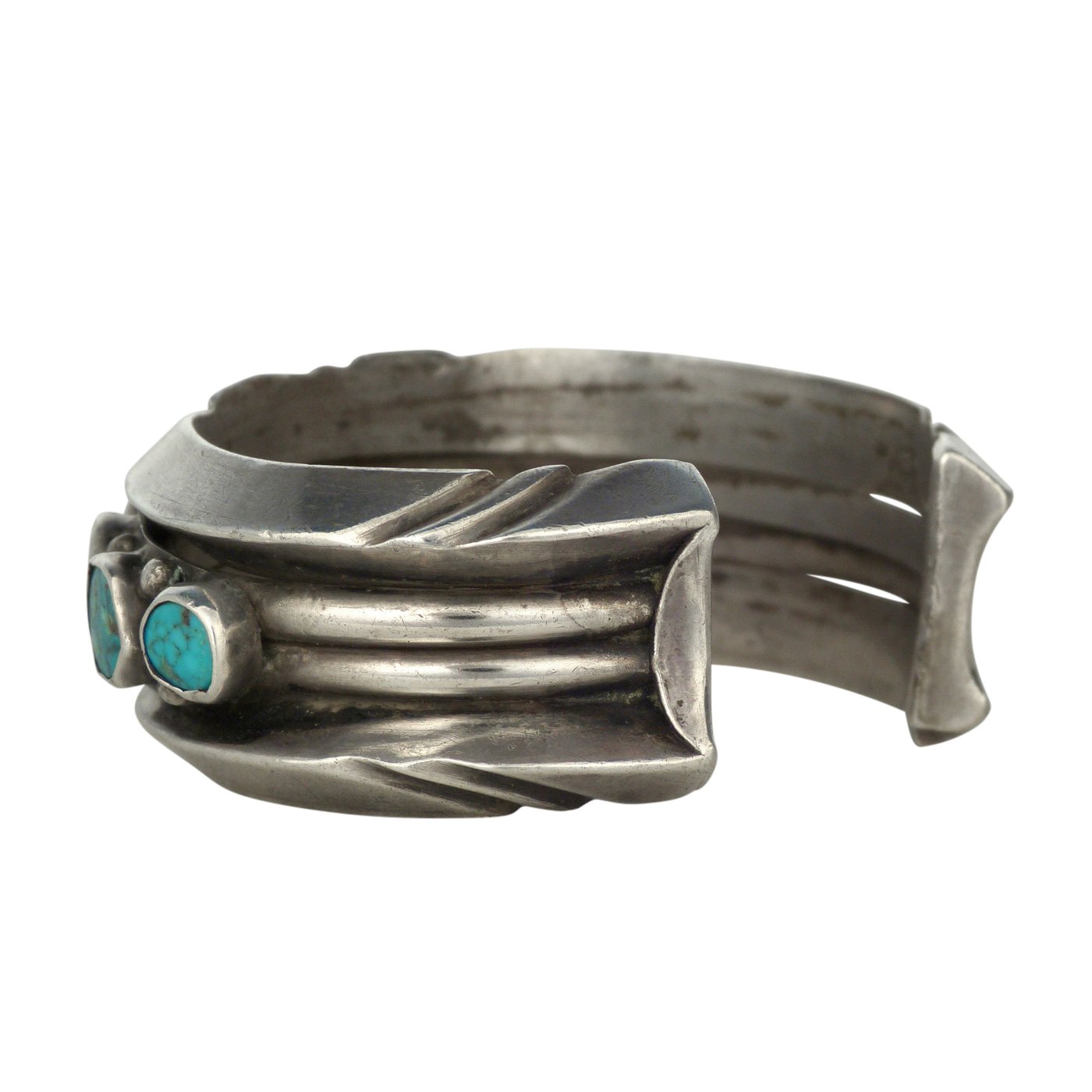Mark Chee, Navajo Silver Bracelet with Nine Turquoise Cabochons, c.1950 ...