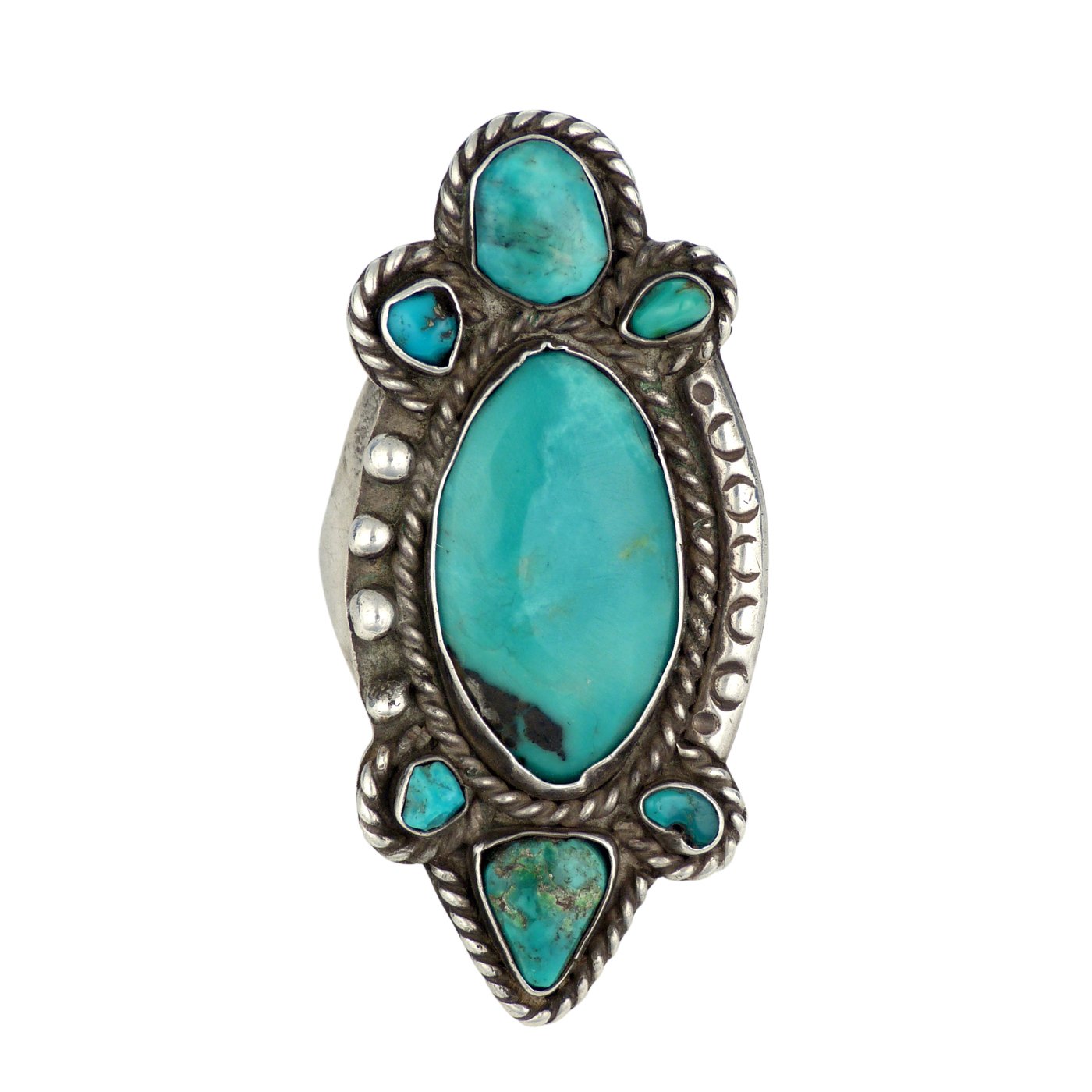 Zuni Silver Ring with Seven Turquoise Cabochons, c.1950 | Shiprock Santa Fe