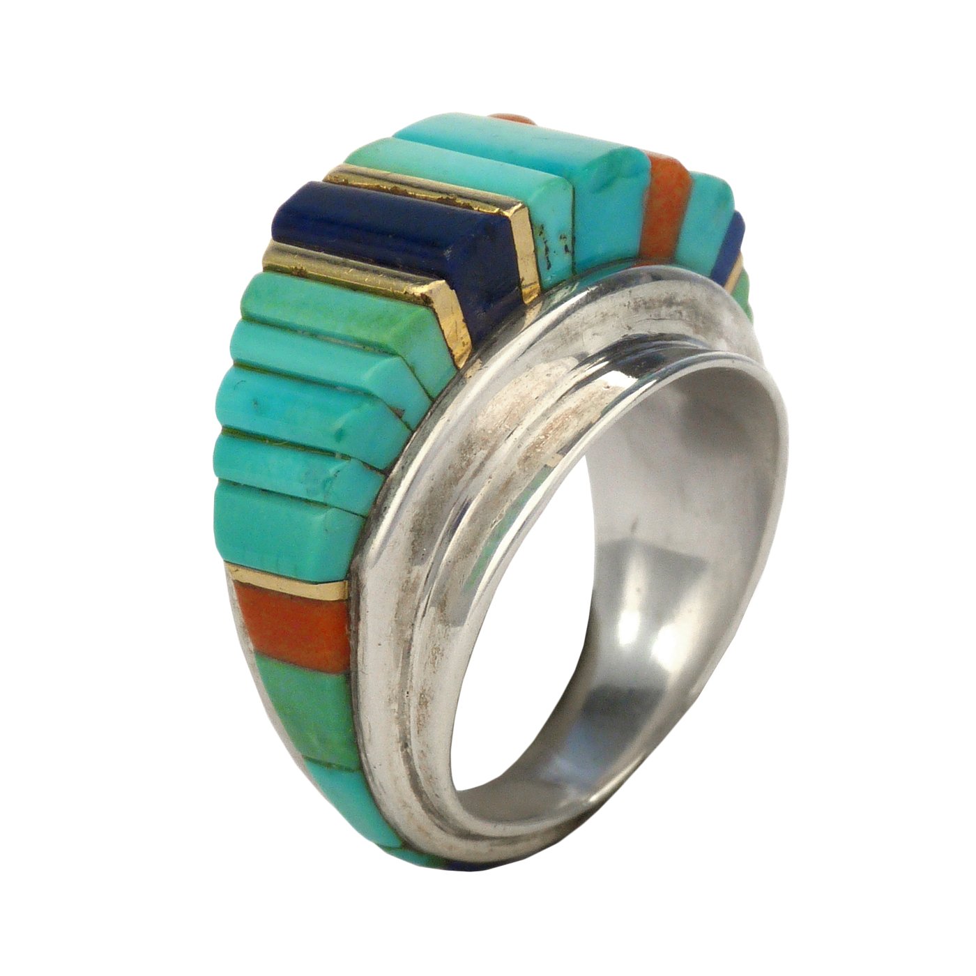 Charles Loloma, Hopi Silver Ring with Height Inlay | Shiprock Santa Fe