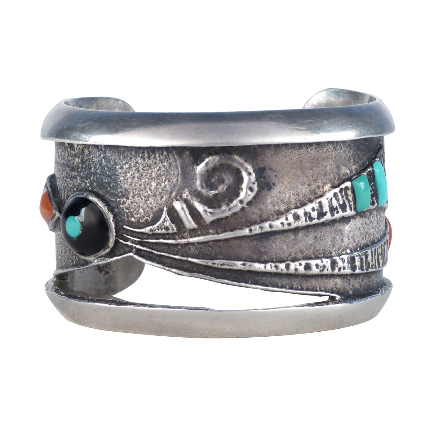 Preston Monongye, Hopi Cast Silver Cuff with Inlay, c.1960 | Shiprock ...