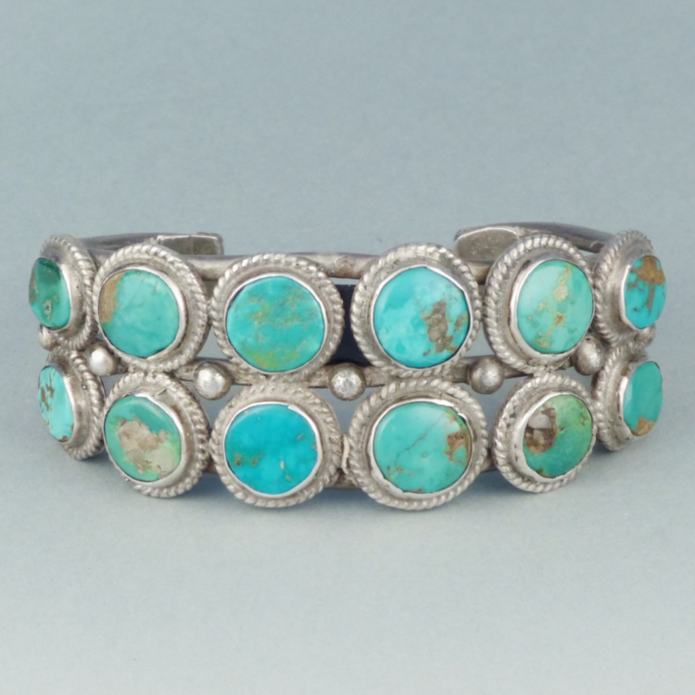 Silver Wire Two Row Bracelet with Turquoise, c.1950 | Shiprock Santa Fe
