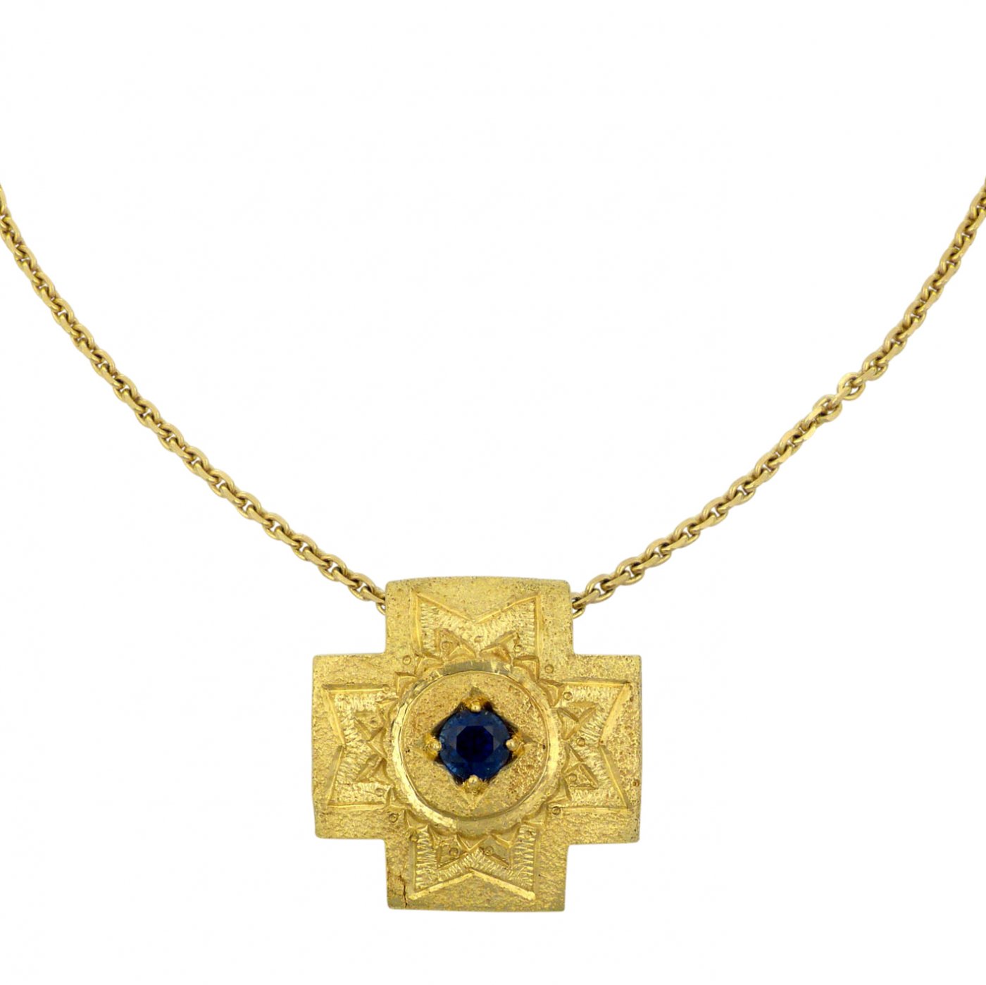 Kenneth Johnson, Muscogee/Seminole 18 Karat Gold Pendant with 5.5mm ...