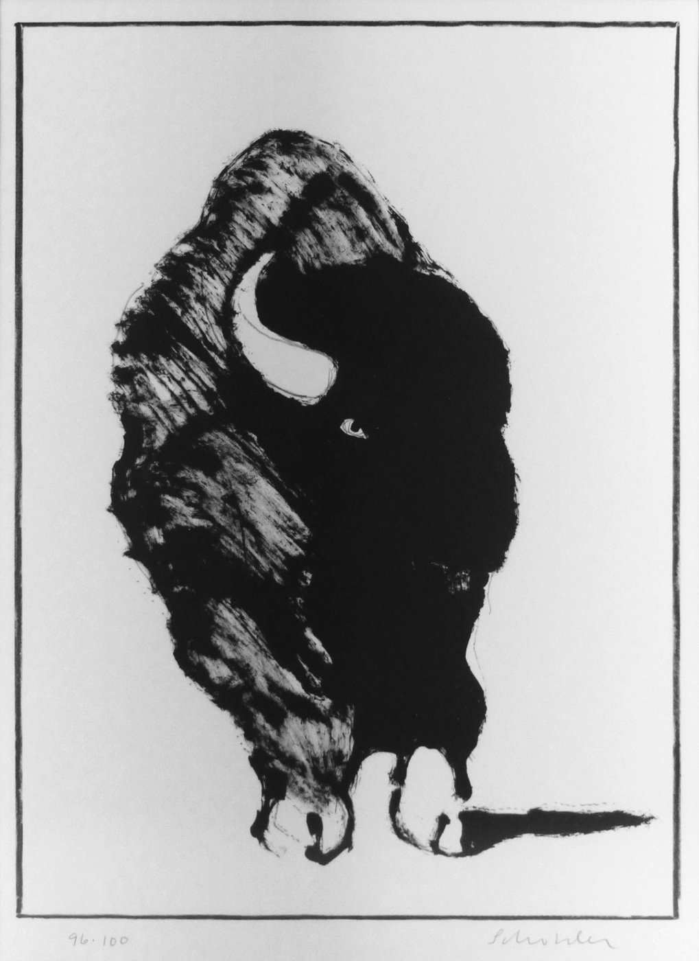 Fritz Scholder, "The Buffalo," Lithograph Print 30/100 | Shiprock Santa Fe