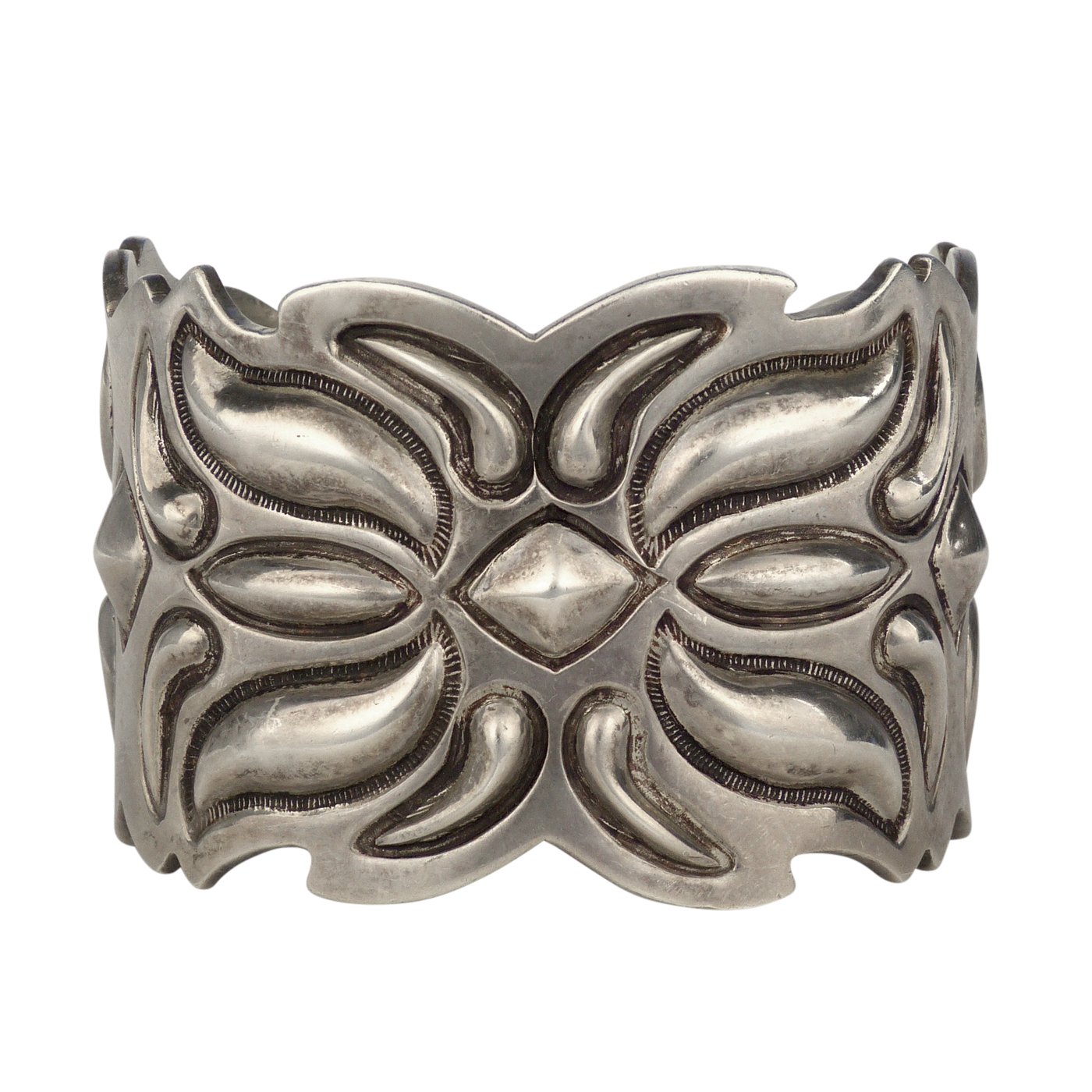 Cody Sanderson, Navajo Silver Bracelet with Repousse | Shiprock Santa Fe