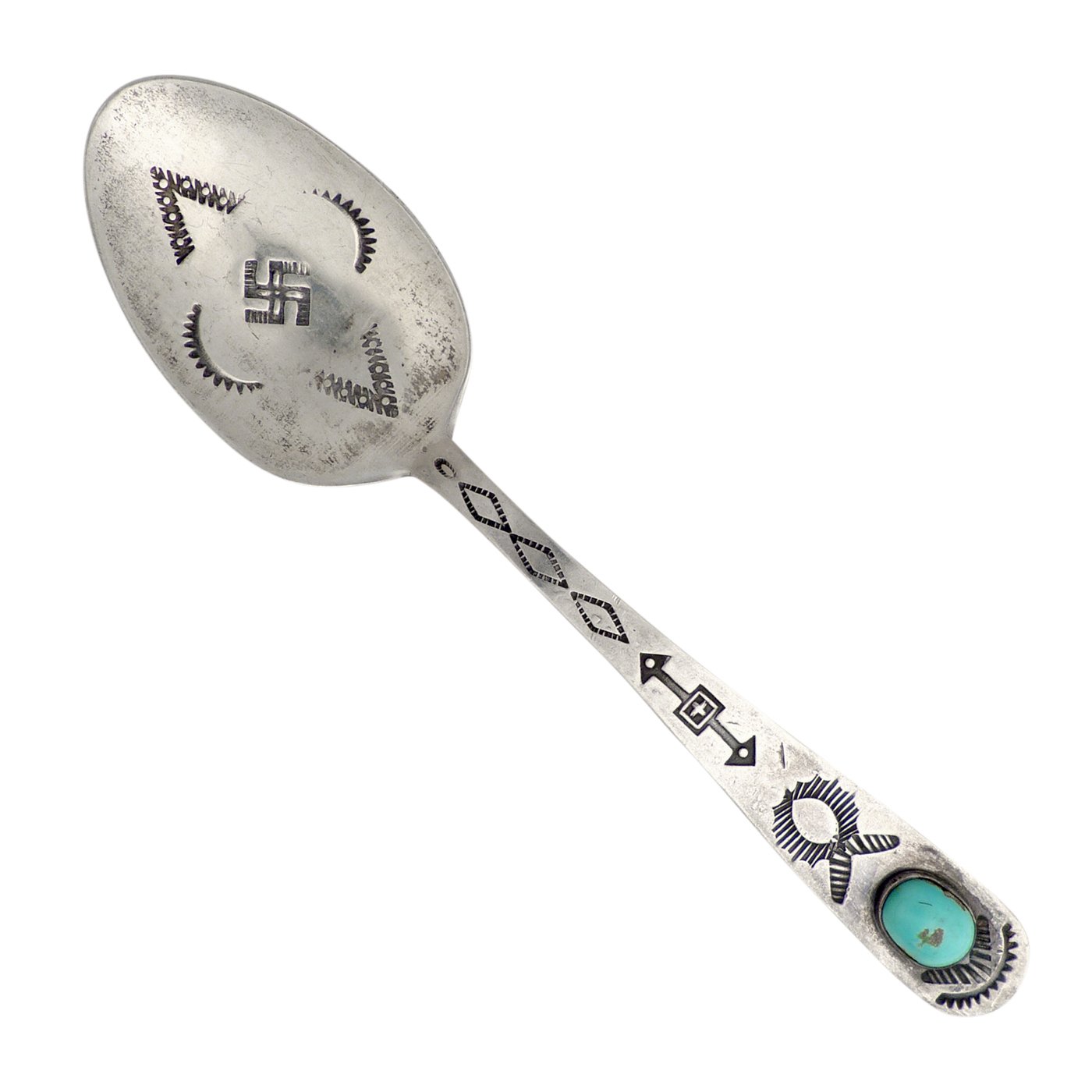 Navajo Stamped Silver Spoon with Turquoise Cabochon, c.1930 | Shiprock ...