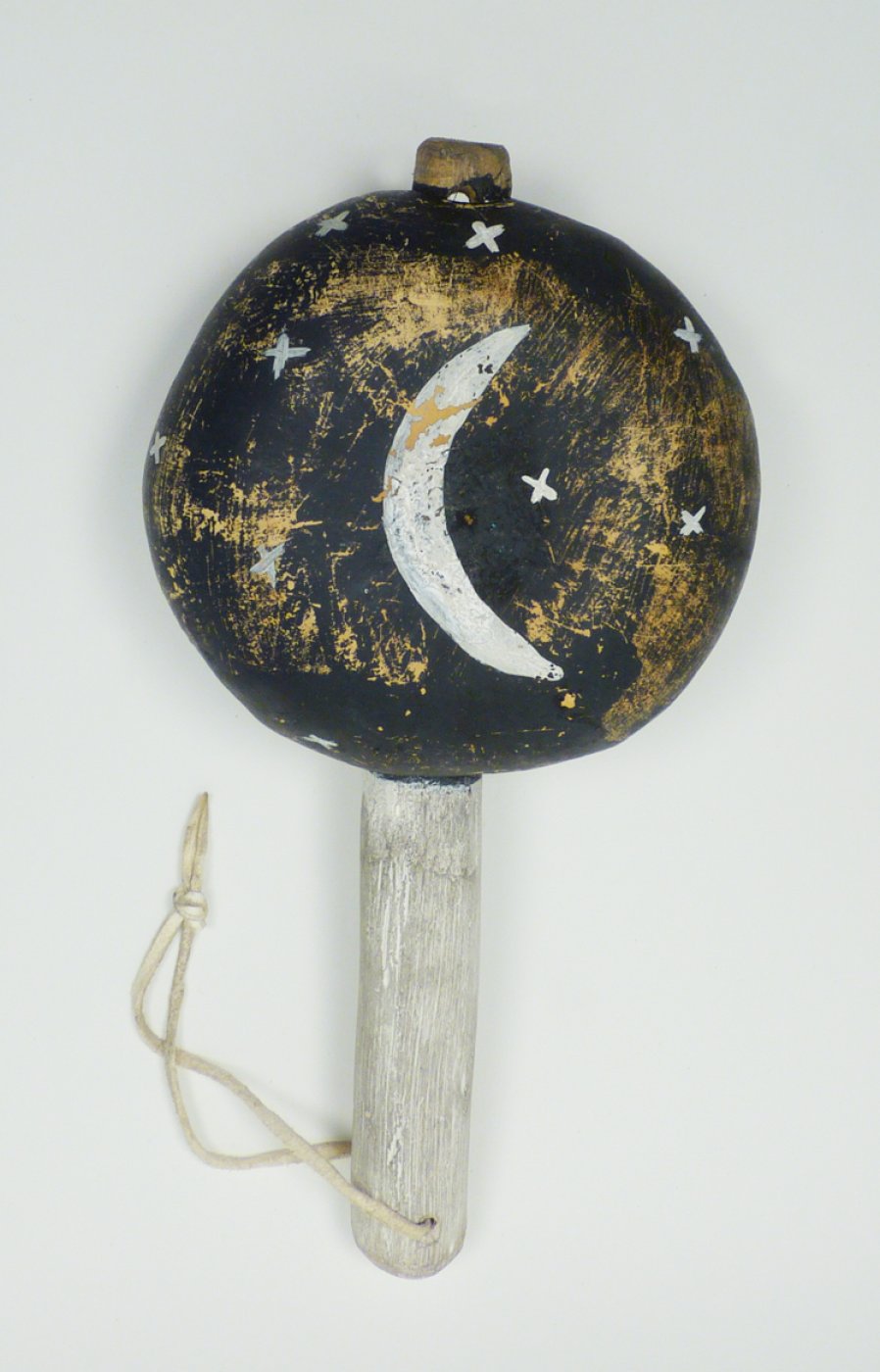 Acoma Black Rattle with Painted Kachina and Moon | Shiprock Santa Fe