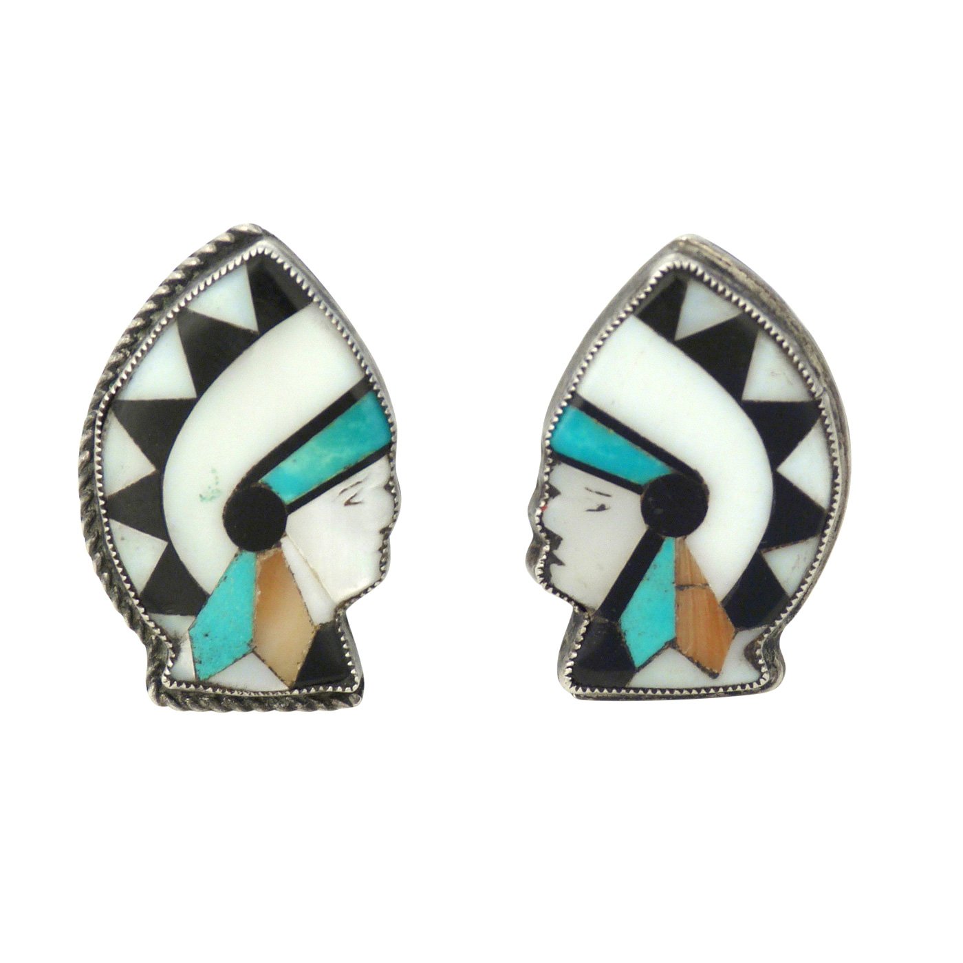 Zuni Cuff Links with Inlay | Shiprock Santa Fe