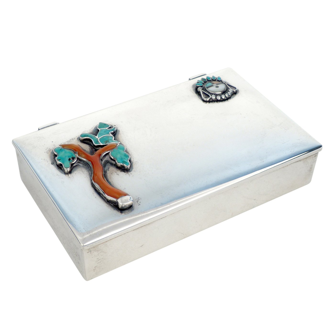 Frank Patania, Silver Box with Inlayed Tree and Kachina Motifs, c.1960 ...