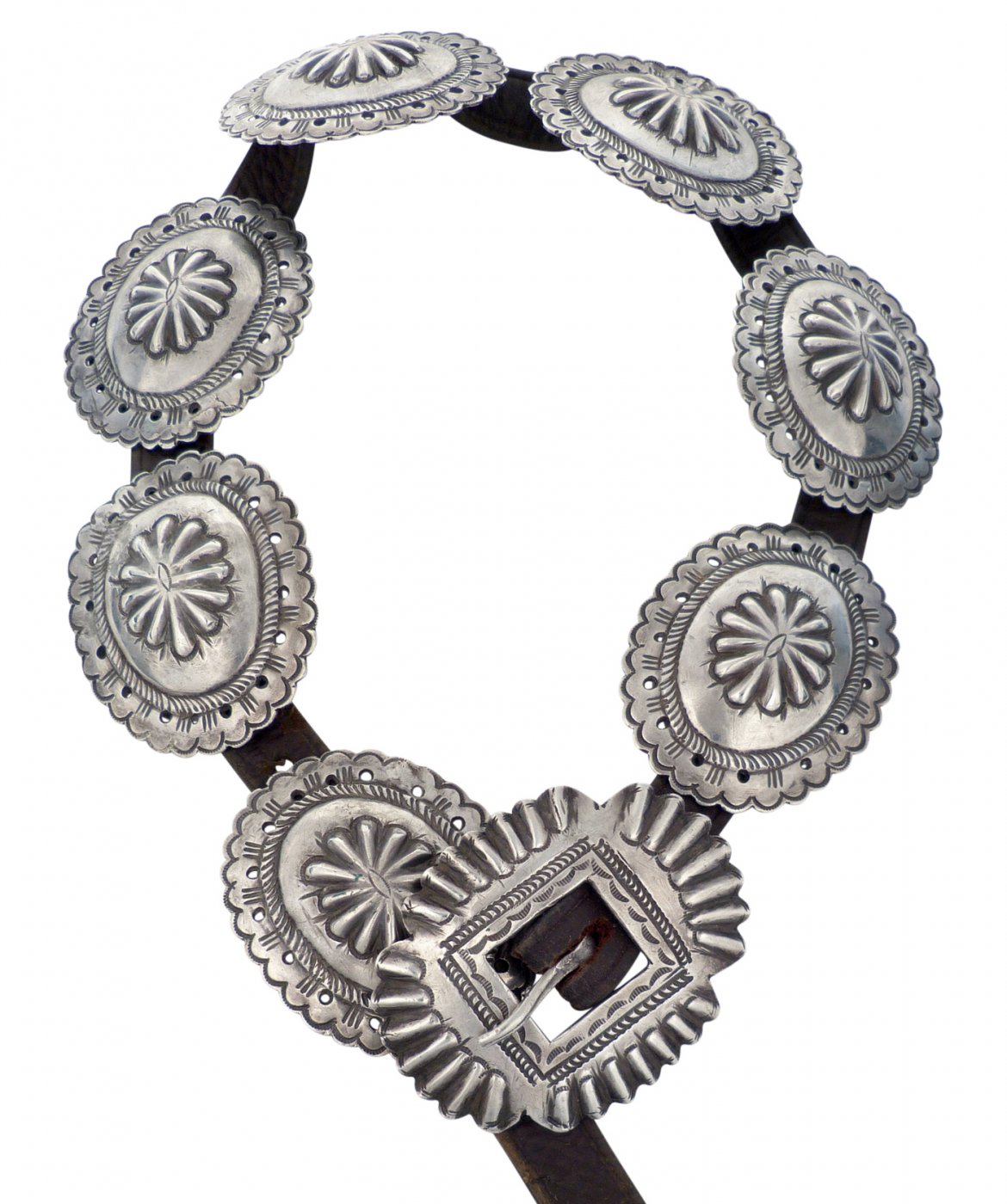 Navajo Silver Second Phase Concho Belt with Seven Conchas, c.1910 ...