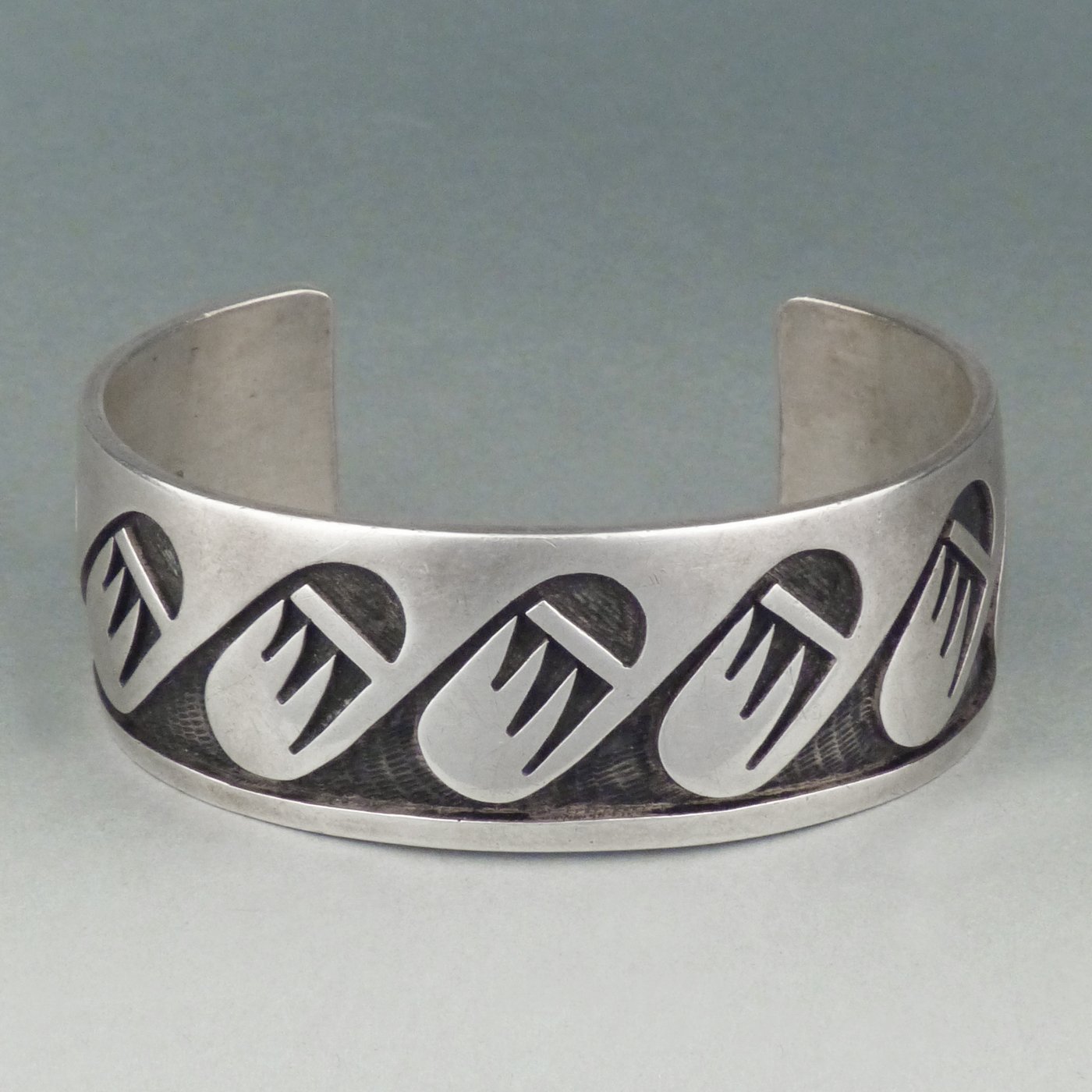 Hopi Silver Overlay cuff by Steven Sockyma | Shiprock Santa Fe