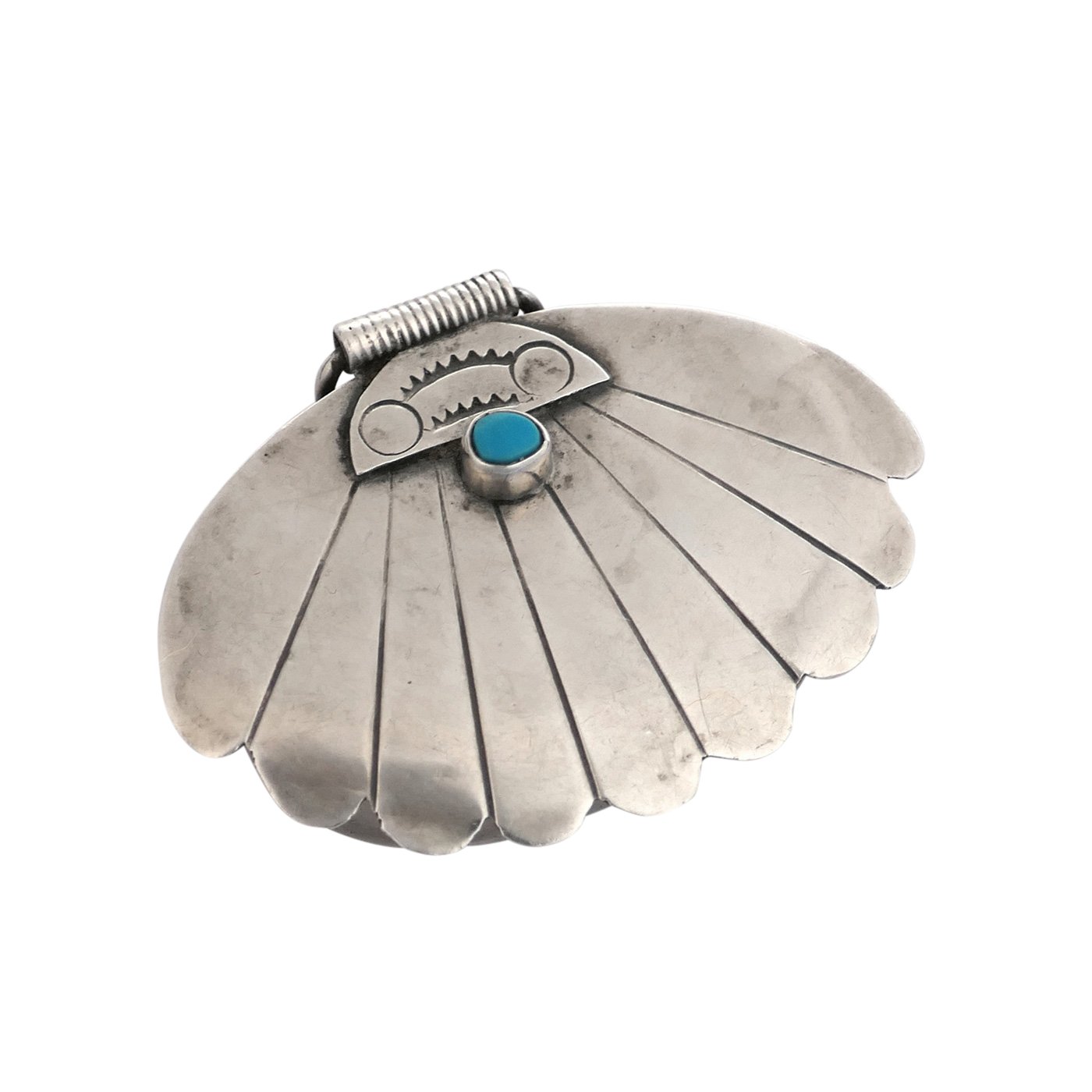 Navajo Silver Clam Shell Box with Turquoise Cabochon, c.1960 | Shiprock ...