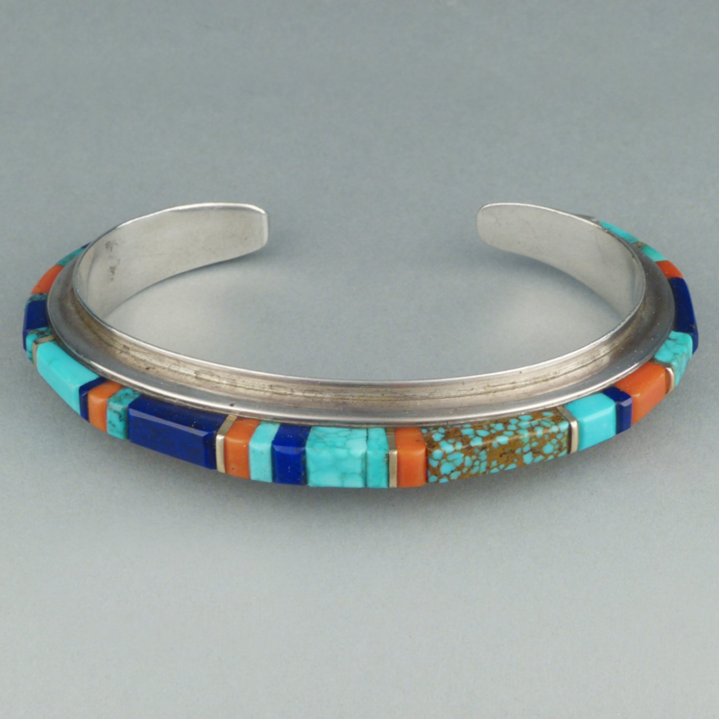 Charles Loloma Hopi Silver Bracelet with Height Inlay | Shiprock Santa Fe