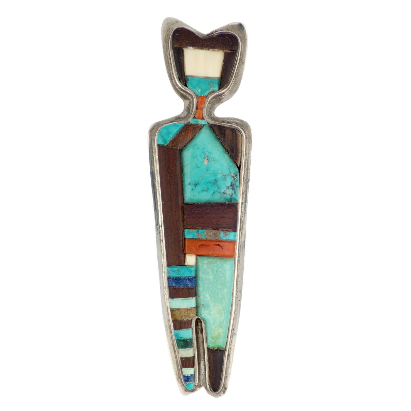 Charles Loloma, Hopi Silver Pendant with Inlay, c.1970 | Shiprock Santa Fe