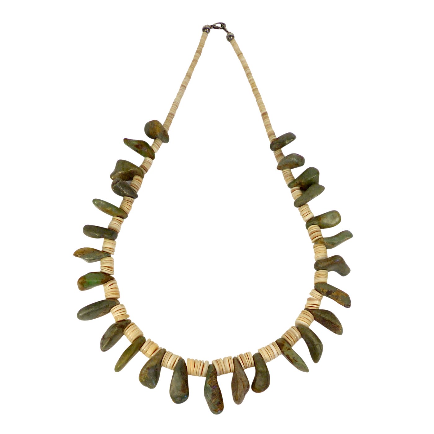 Turquoise Tab Necklace with Shell Heishi | Shiprock Santa Fe