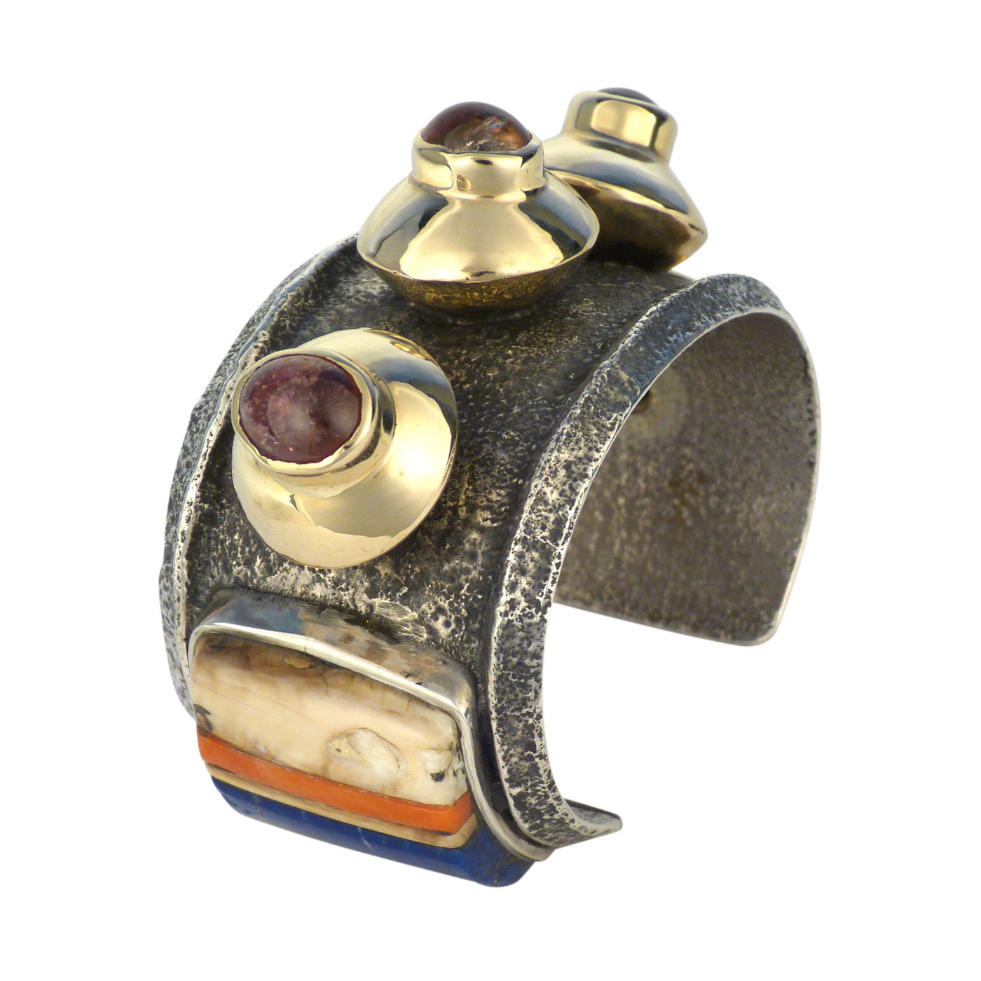 Eveli, Cast Silver "Sacred Urns" Bracelet with Gold, Inlay and ...