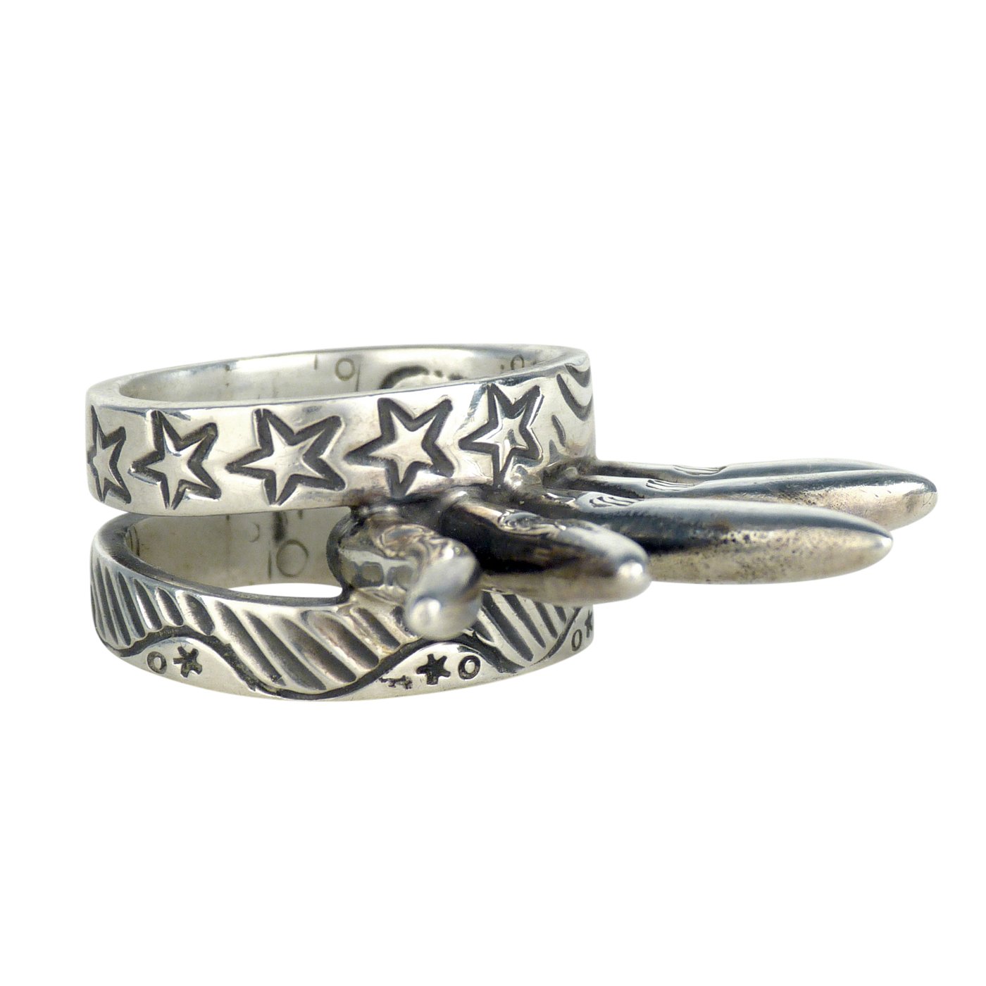Cody Sanderson, Navajo Stamped Silver Spike Ring | Shiprock Santa Fe