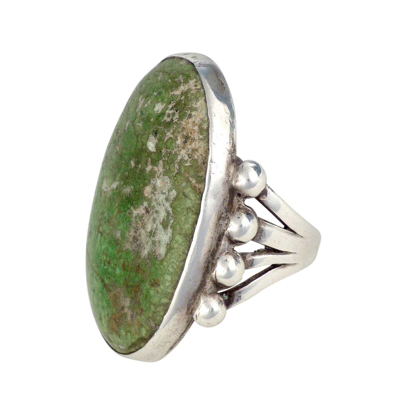 Navajo Silver Split Shank Ring with Large Turquoise Cabochon, c.1920 ...