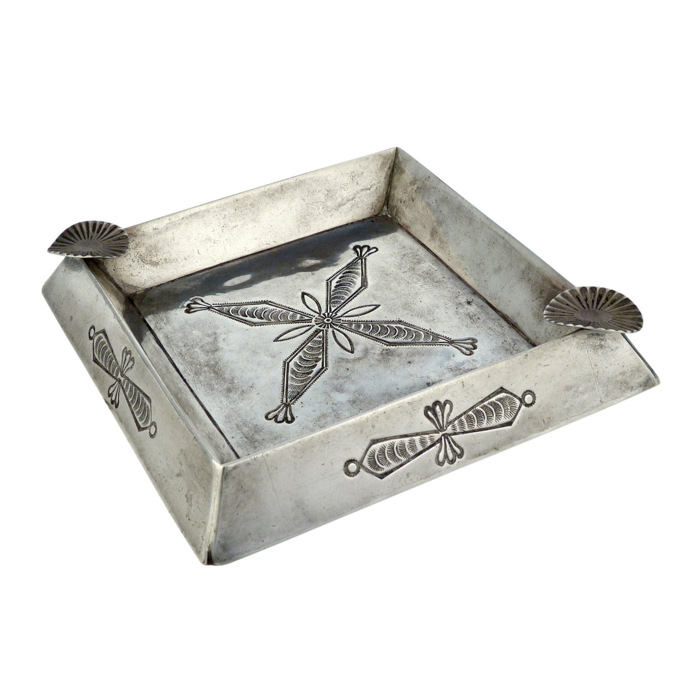 Kenneth Begay, Stamped Silver Ash Tray, c.1950 | Shiprock Santa Fe