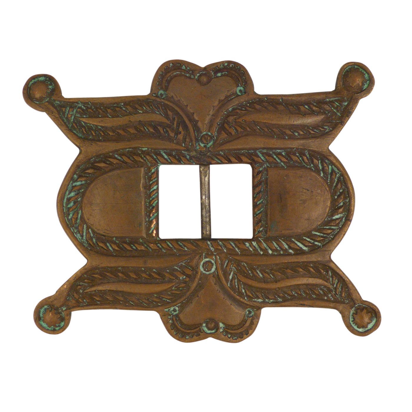 Navajo Stamped Copper Belt Buckle, c.1910 | Shiprock Santa Fe