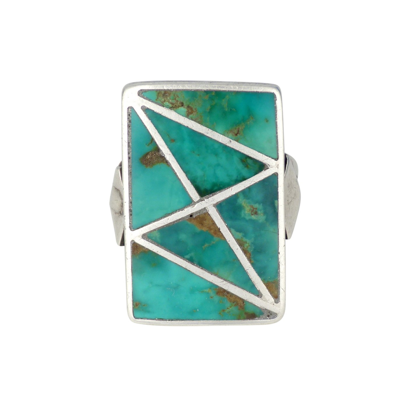Navajo Silver Split Shank Ring with Turquoise Channel Inlay, c.1950 ...