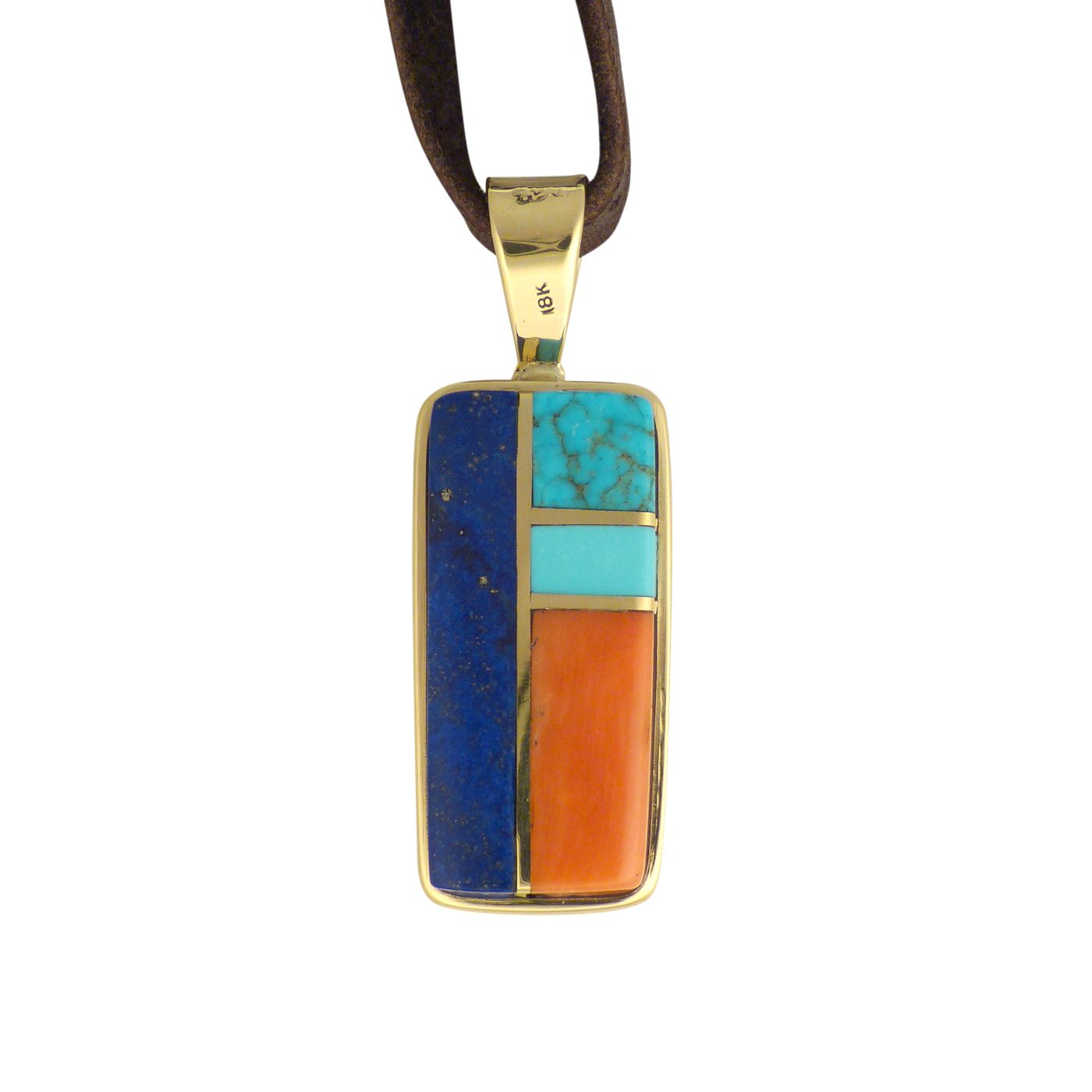 Sonwai, Hopi Cast Double Sided Gold Pendant with Inlay and Lone ...