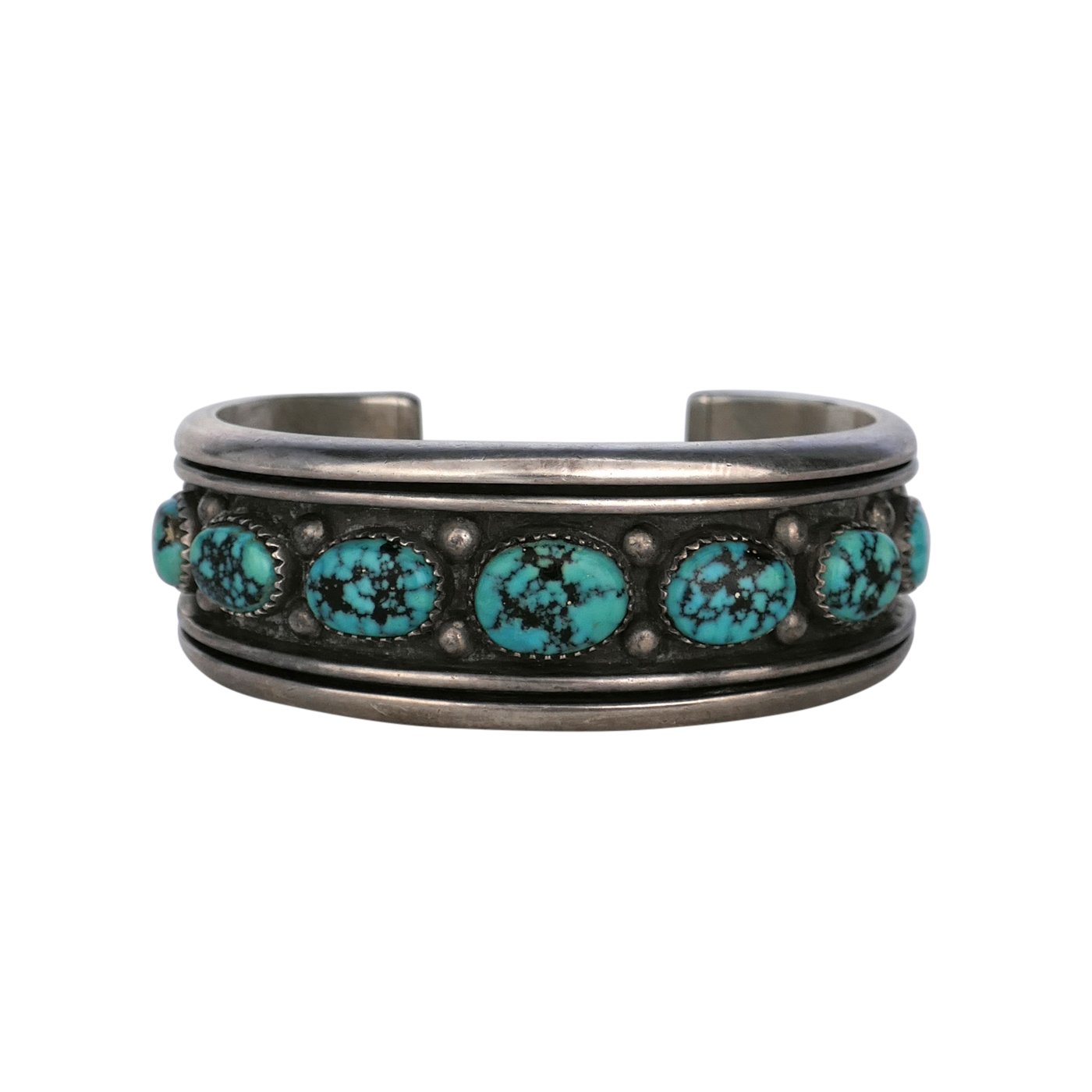 Mary Marie Yazzie, Navajo Silver and Turquoise Row Bracelet | Shiprock ...