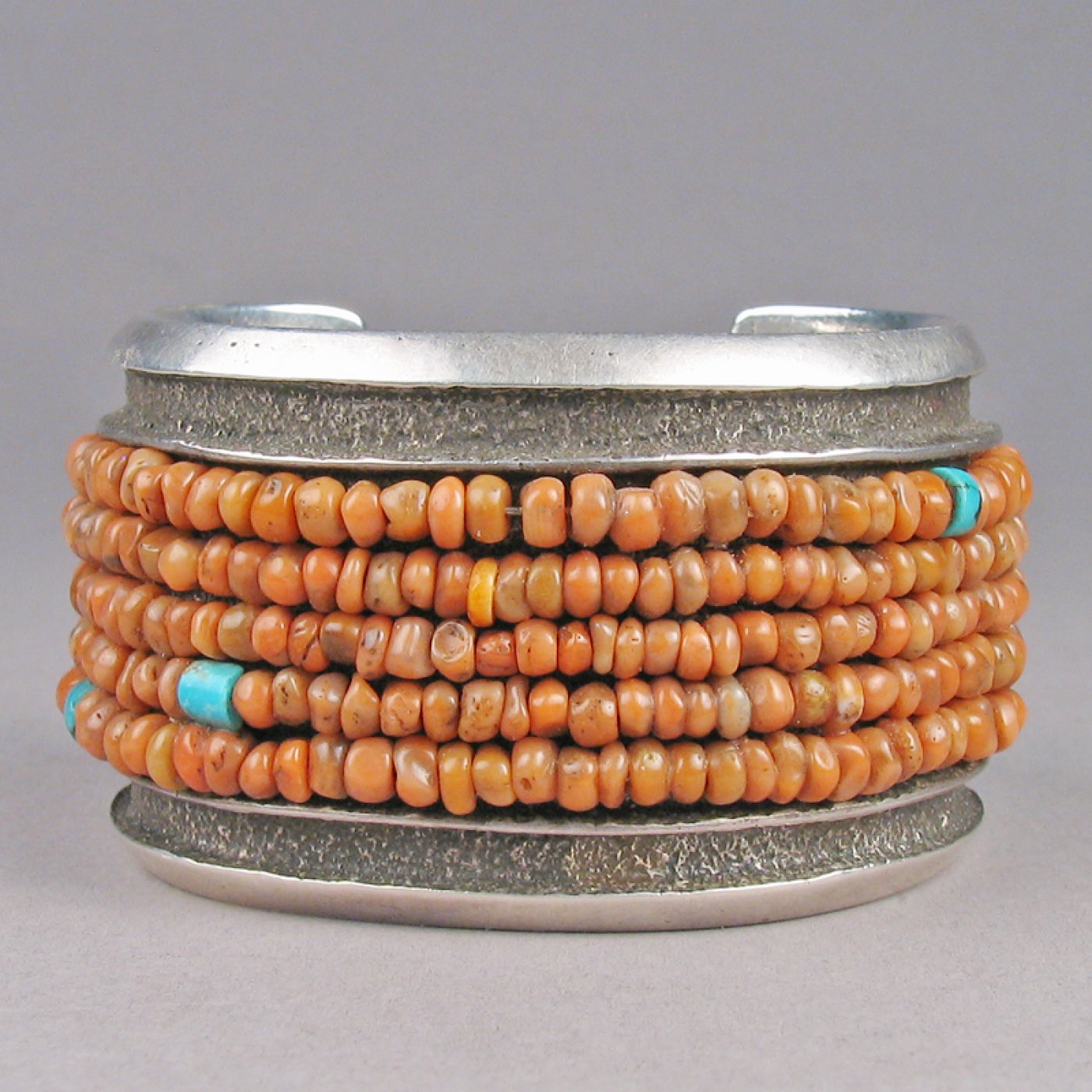 Tufa Cast Bracelet with Spiny Oyster Rows, c.1980 | Shiprock Santa Fe