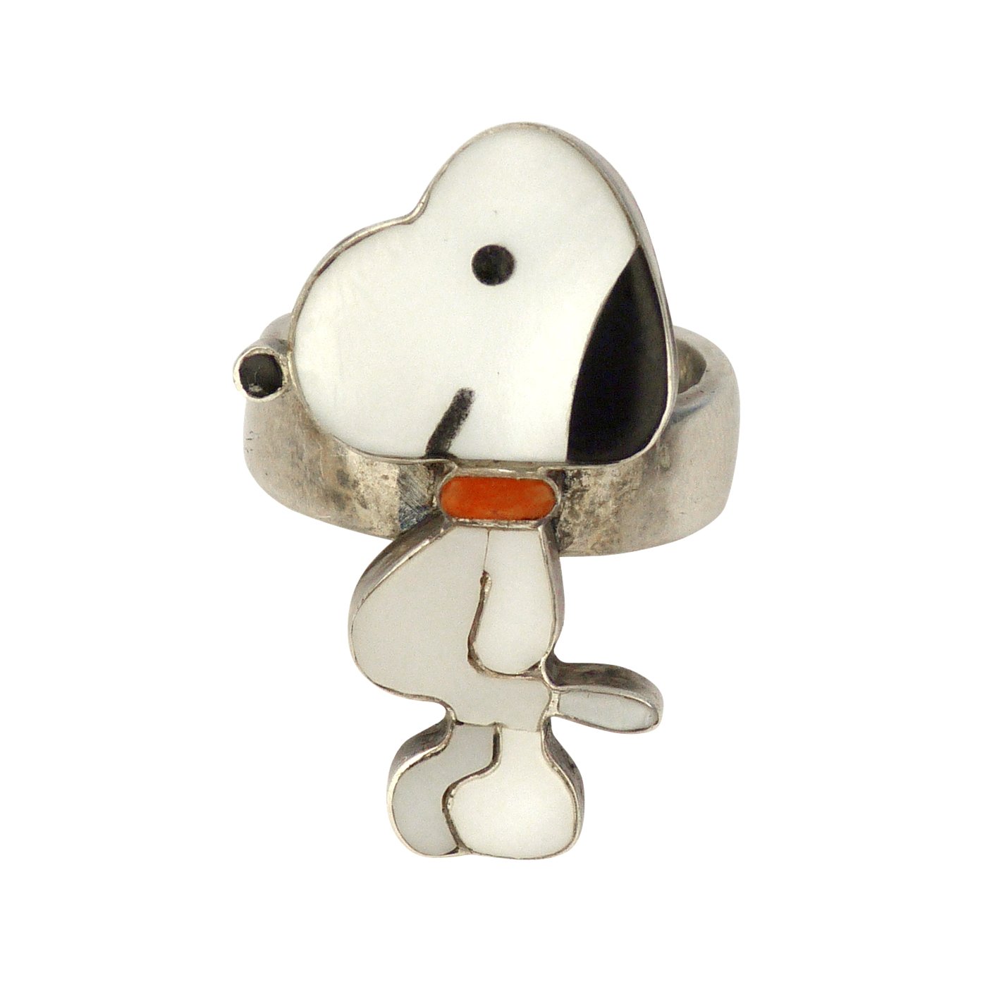 Zuni Silver Snoopy Ring with Inlay, c.1970-80 | Shiprock Santa Fe