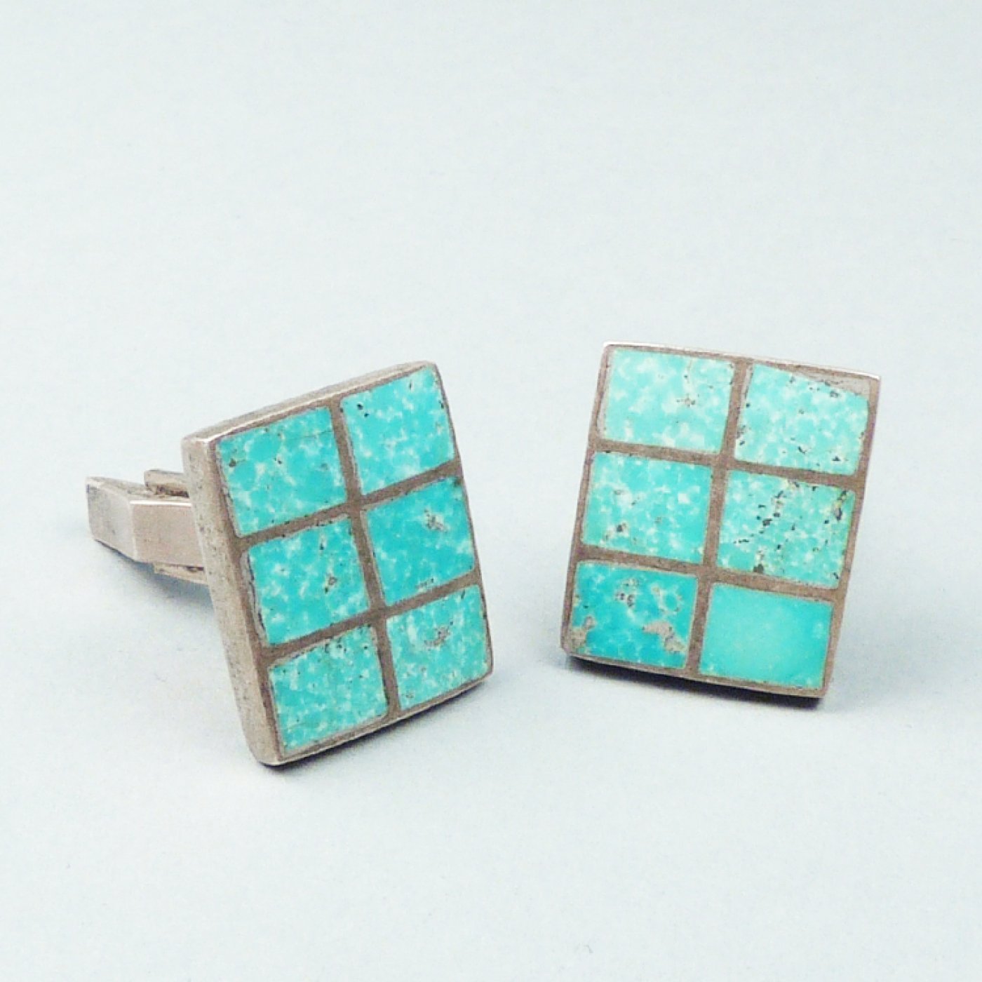 Zuni Inlay Cuff Links c.1950's | Shiprock Santa Fe