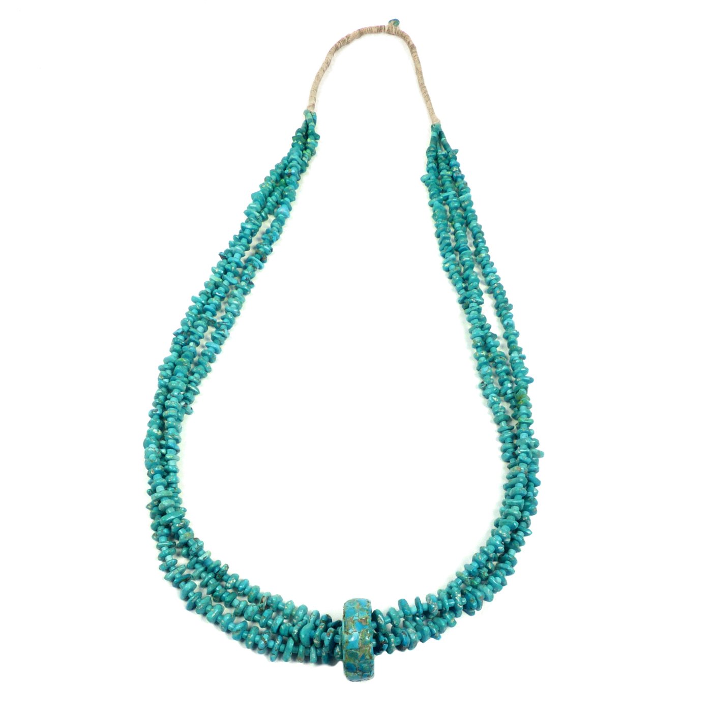 José Reano, Santo Domingo Three Strand Turquoise Necklace with Inlay ...