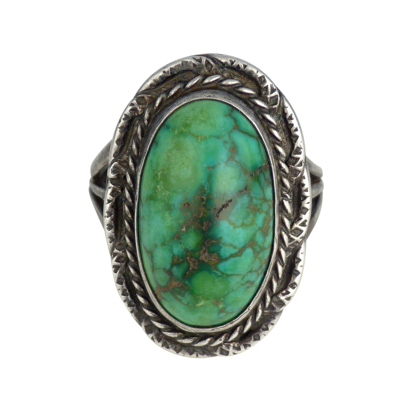 Navajo Silver Split Shank Ring with Turquoise Cabochon, c.1950 ...