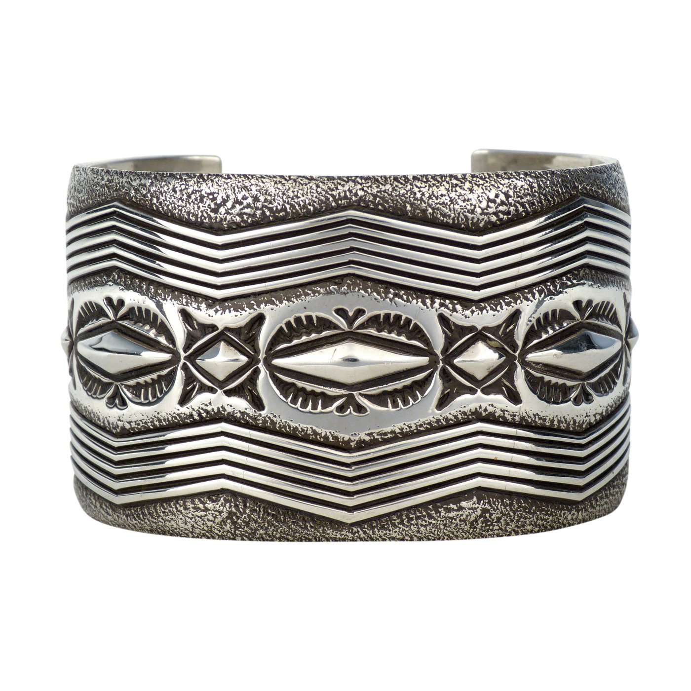 Thomas Curtis, Navajo Stamped Silver Bracelet | Shiprock Santa Fe