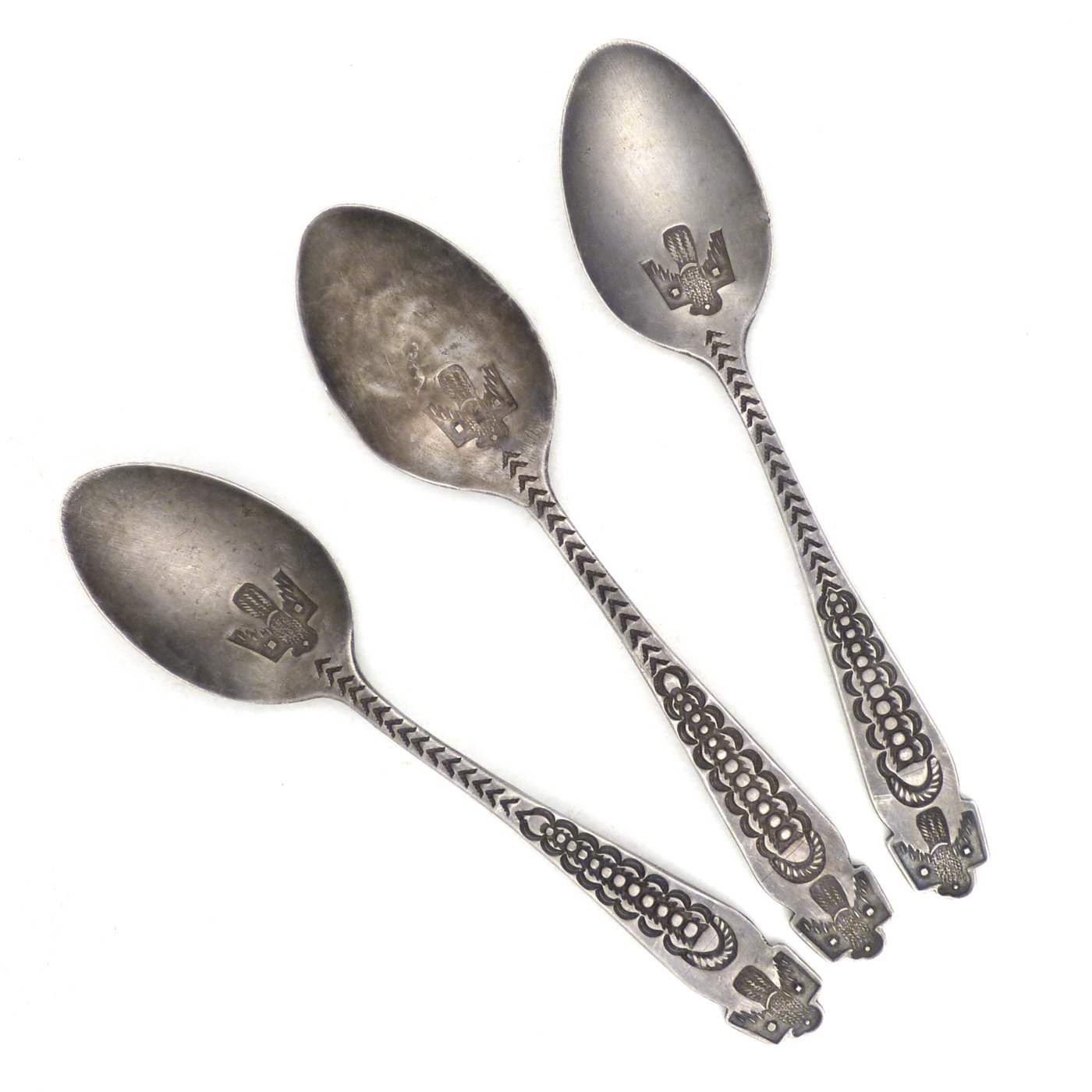Navajo Set of Three Stamped Silver Spoons, c.1910 | Shiprock Santa Fe